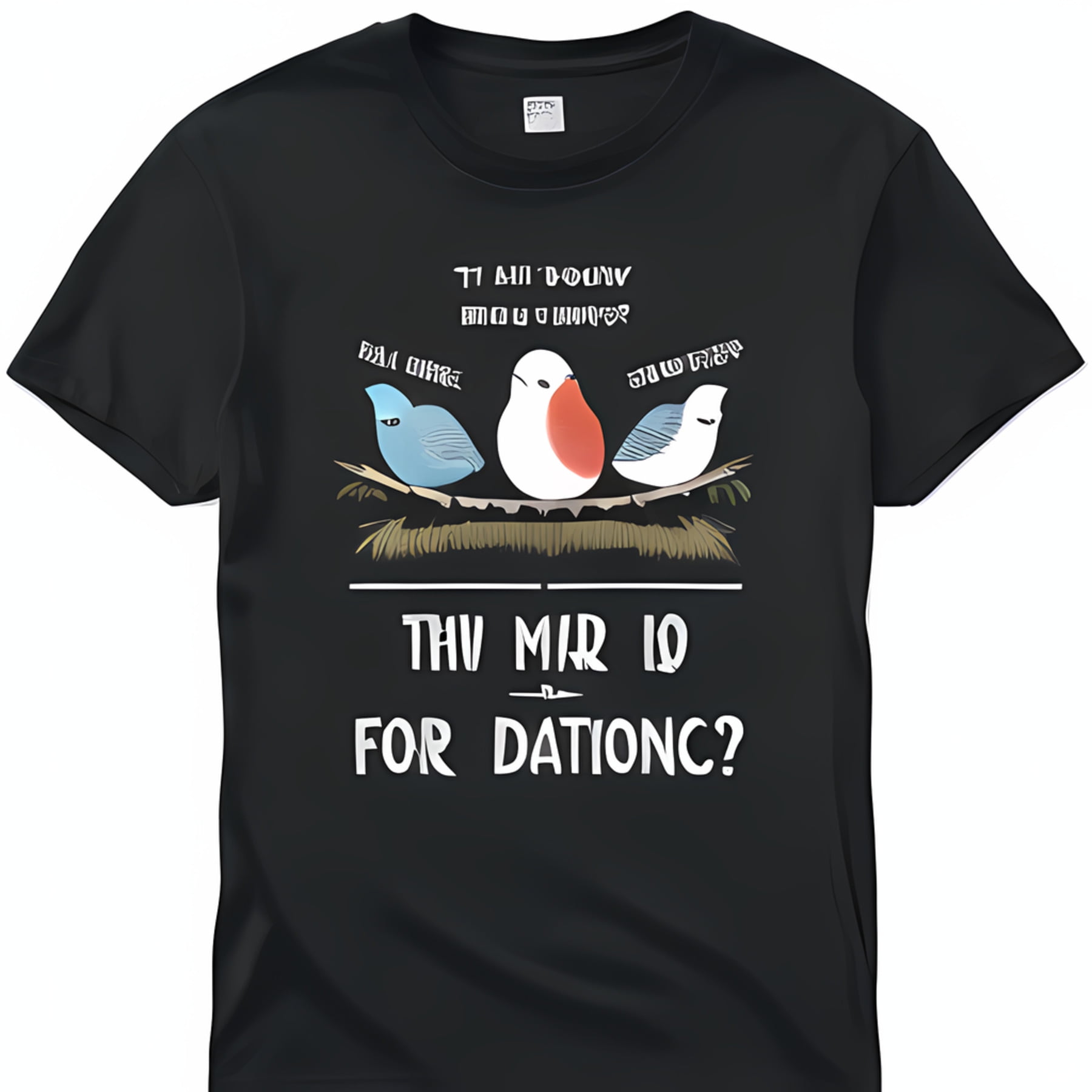 Unique Bird Nest t T-Shirt in Black with 'THerrr mirid for dataionc ...