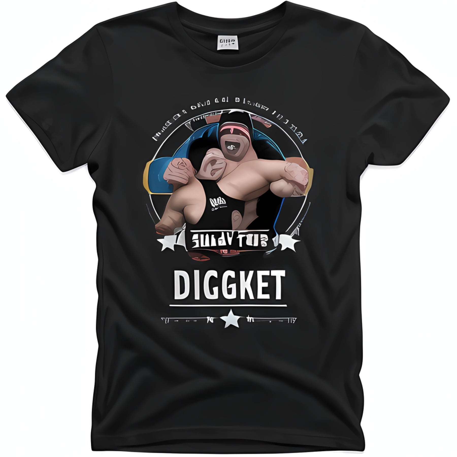 Unique Black T-Shirt with Big Adi and Dug Cartoon Art Fun Design ...