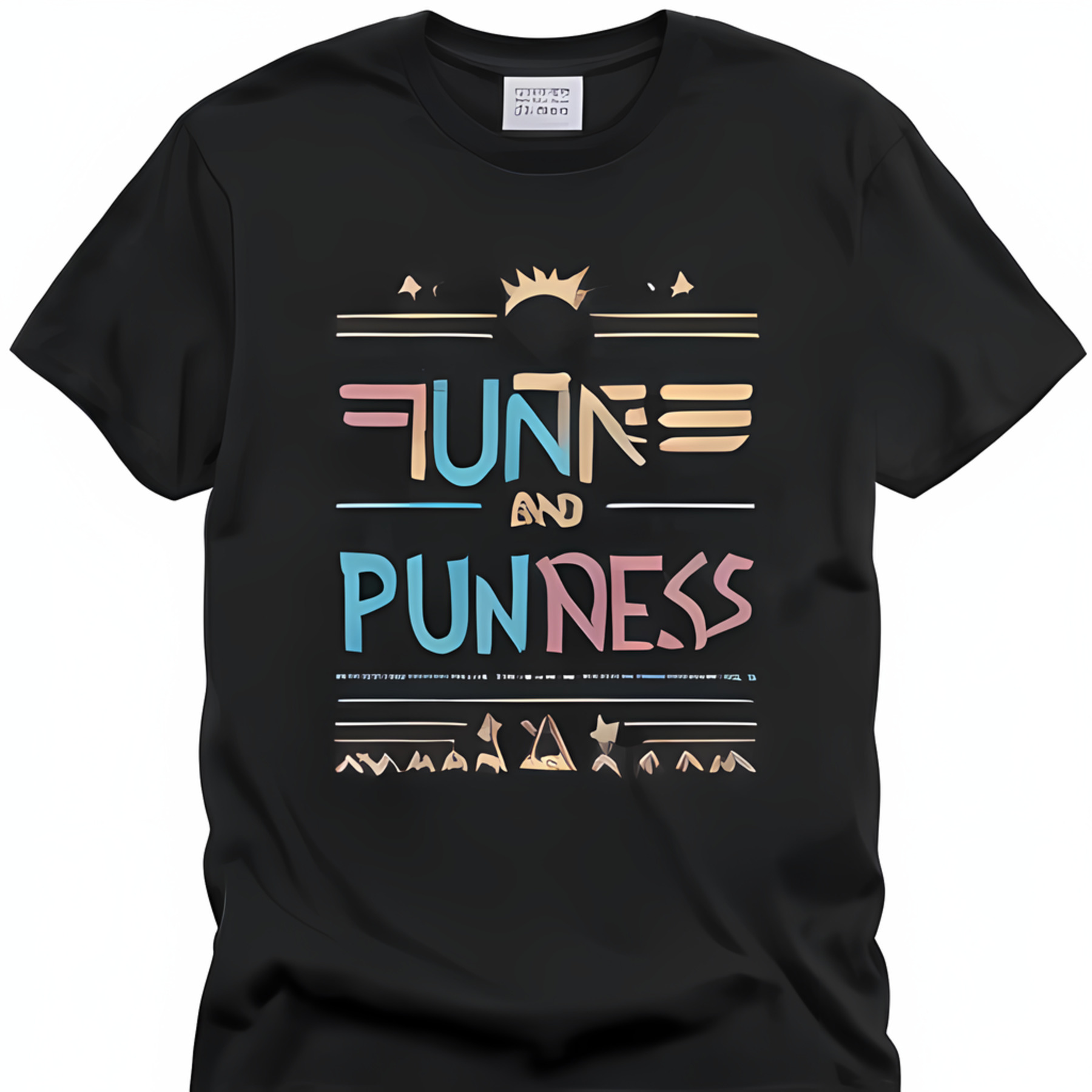 Unique Black T-Shirt with Colorful FUNNE & PUNNESS Graphic Design Crown ...
