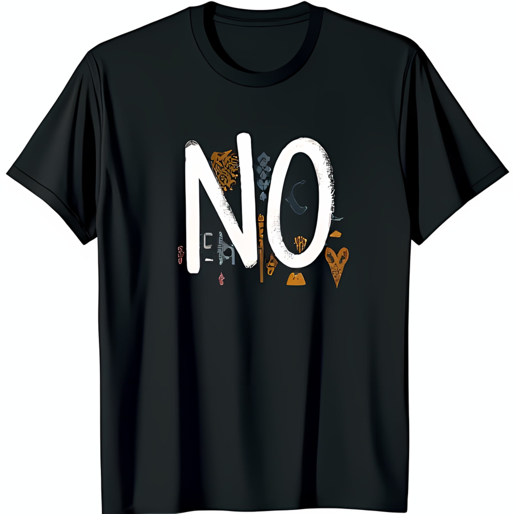 Unique Black T-Shirt with Colorful Folk Art NO Graphic Design Eye ...
