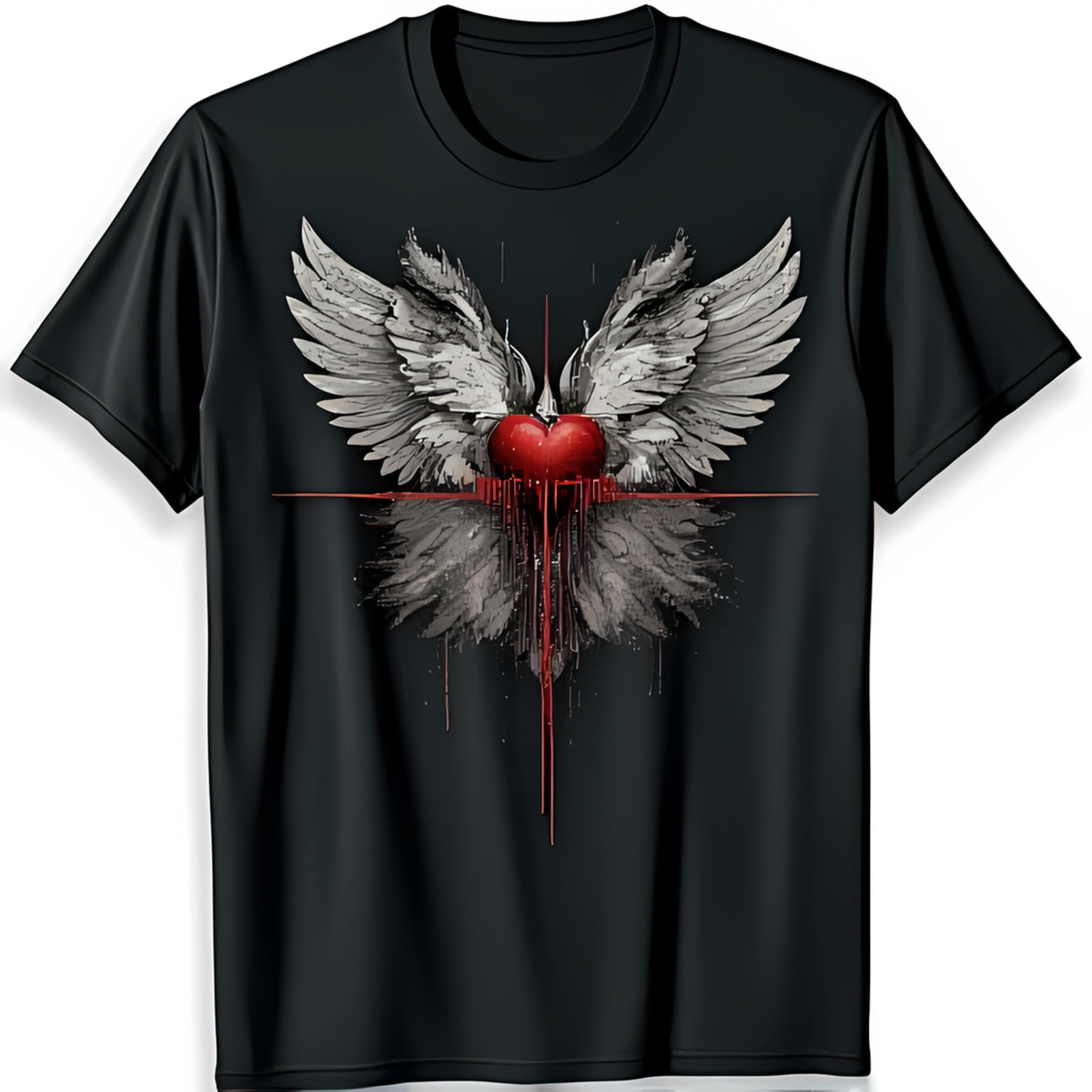 Unique Black T-Shirt with Gothic Red Heart & Dripping Blood Design ...