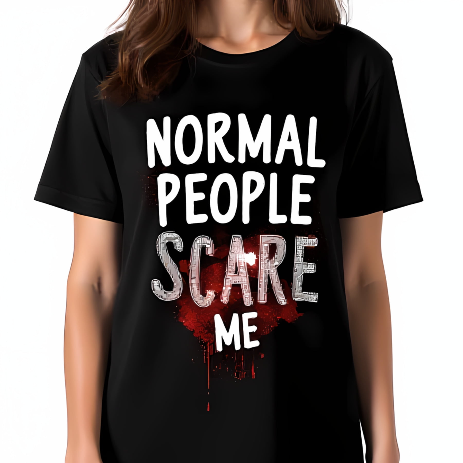 Unique Black T-Shirt with 'Normal People Scare Me' Graphic & Red ...
