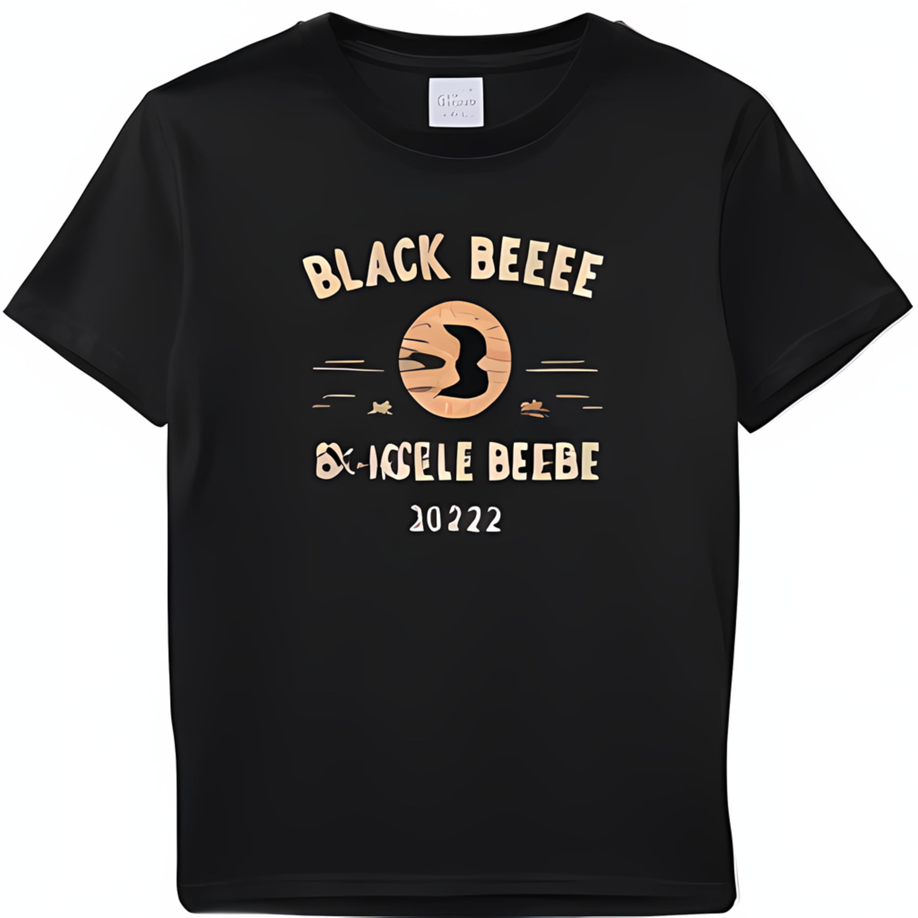 Unique Black T-Shirt with Swan Outline Graphic and Bold BlackB ebe Text ...