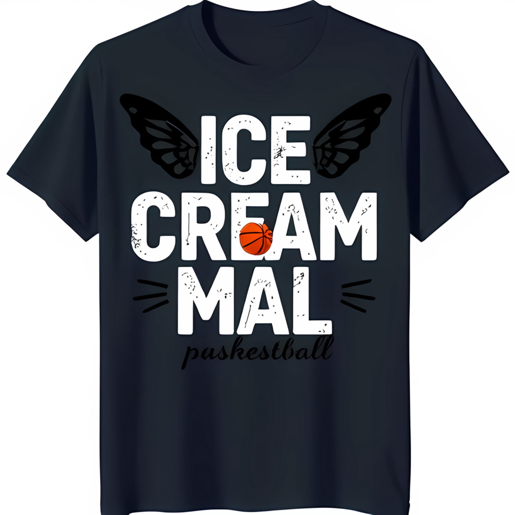 Unique Black T-Shirt with and Butterfly Wings Graphic 'ICE CREAM MAL ...