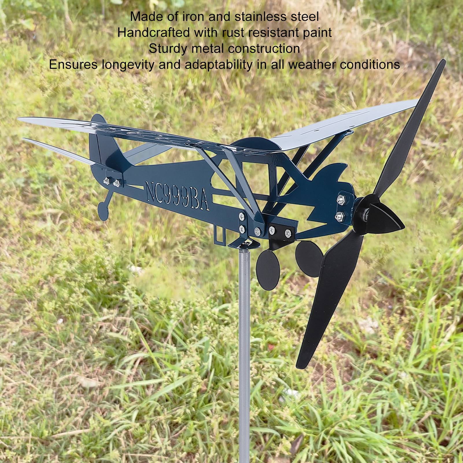 Unique Blue Airplane Windmill, Handcrafted Metal Weathervane For Garden ...