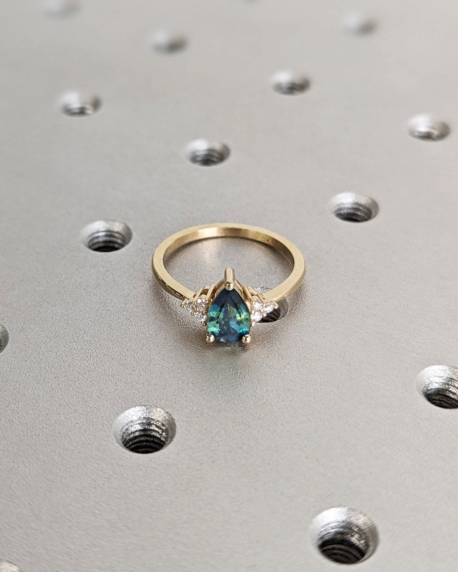 Unique Blue Green Pear Shape Montana Sapphire Engagement Ring, Sapphire ...