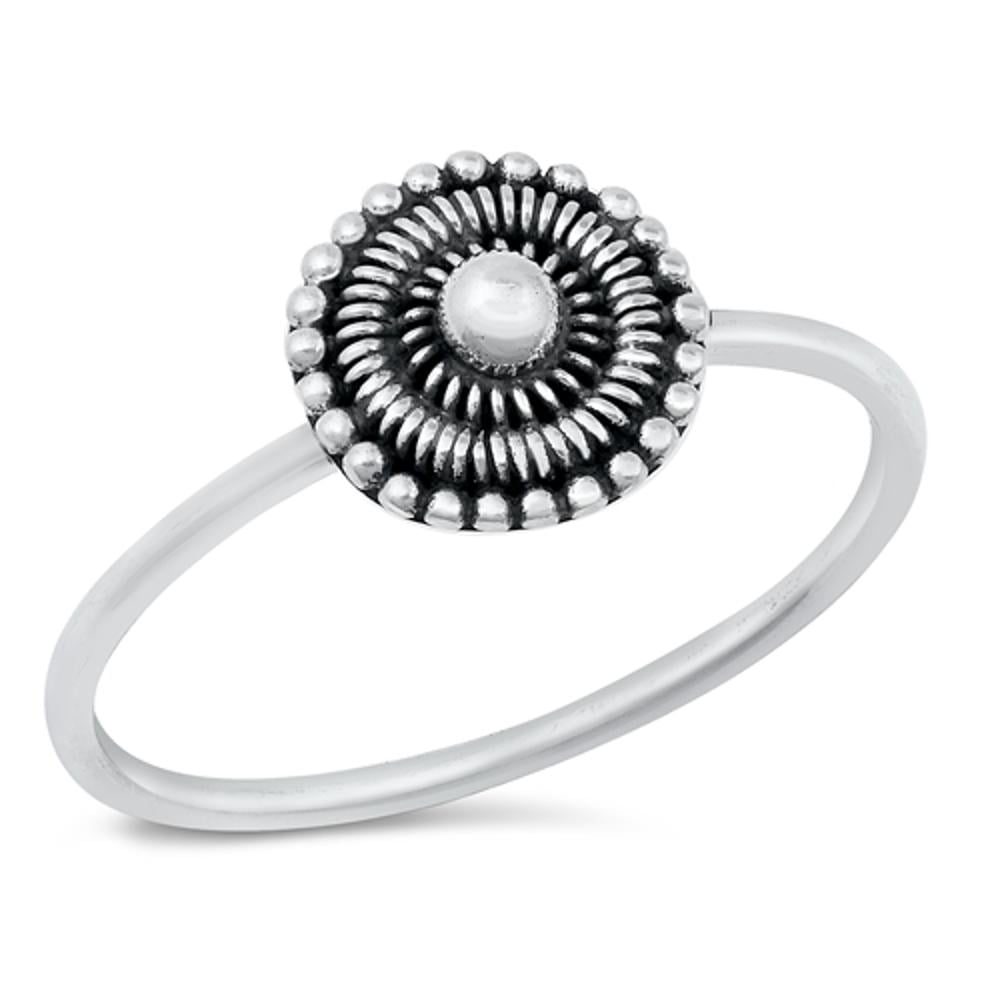 Unique Boho Bali Sunflower Mandala Ring .925 Sterling Silver Band ...