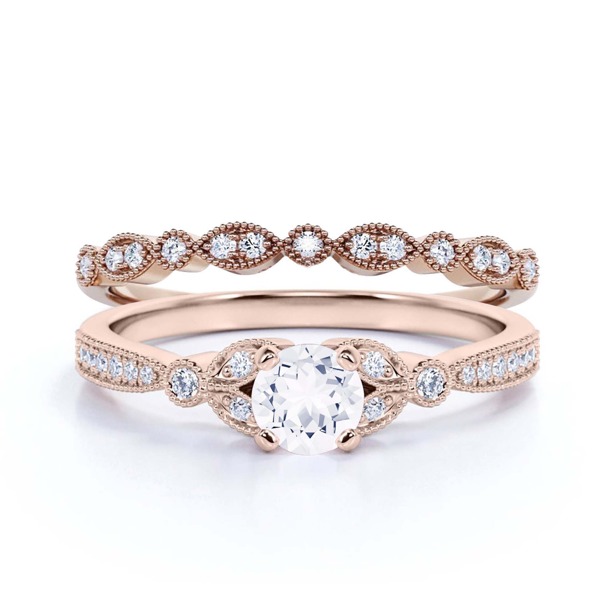 Unique Boho & hippie 2.00 Carat Round Cut Diamond Moissanite Engagement ...