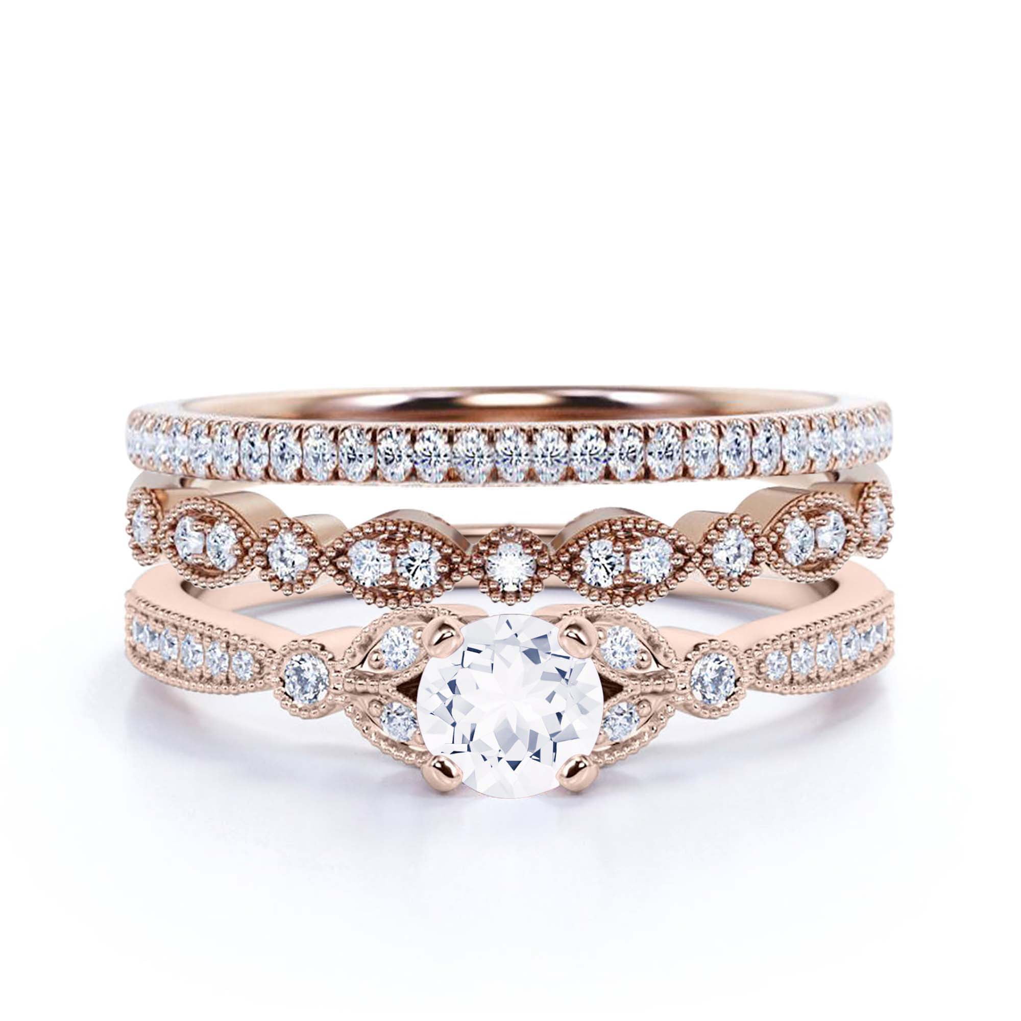 Unique Boho & hippie 2.50 Carat Round Cut Diamond Moissanite Engagement ...