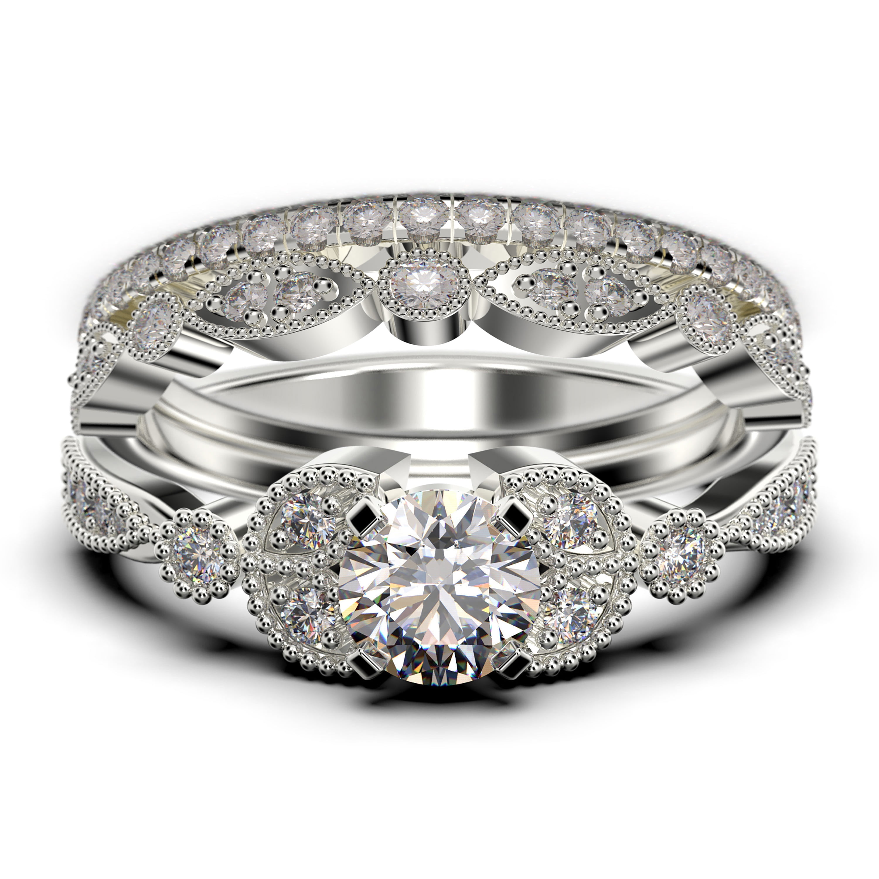 Unique Boho & hippie 2.50 Carat Round Cut Diamond Moissanite Engagement ...