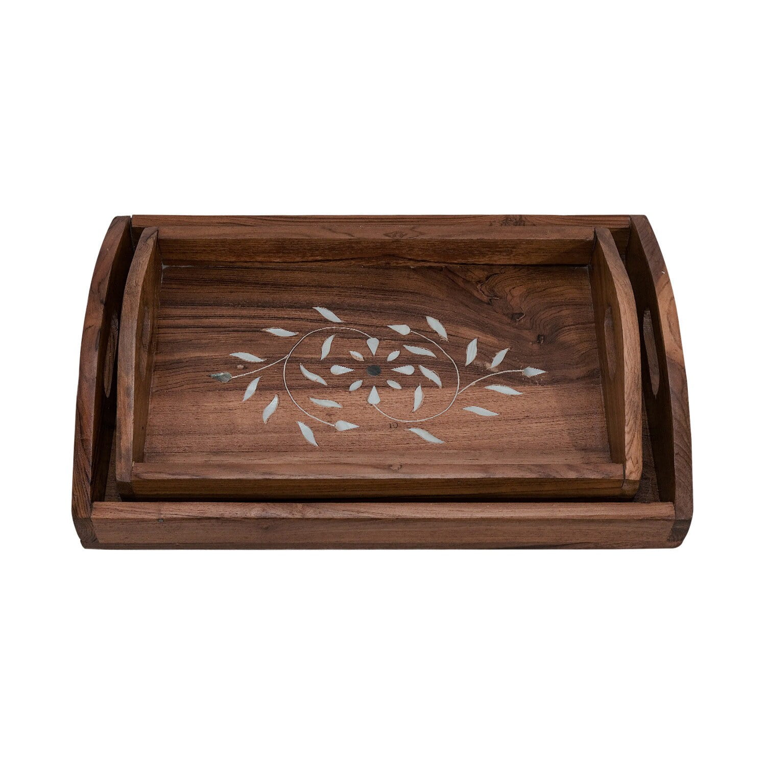 Unique Bone Inlaid Wooden Serving Tray - Set of 2 | Special ...