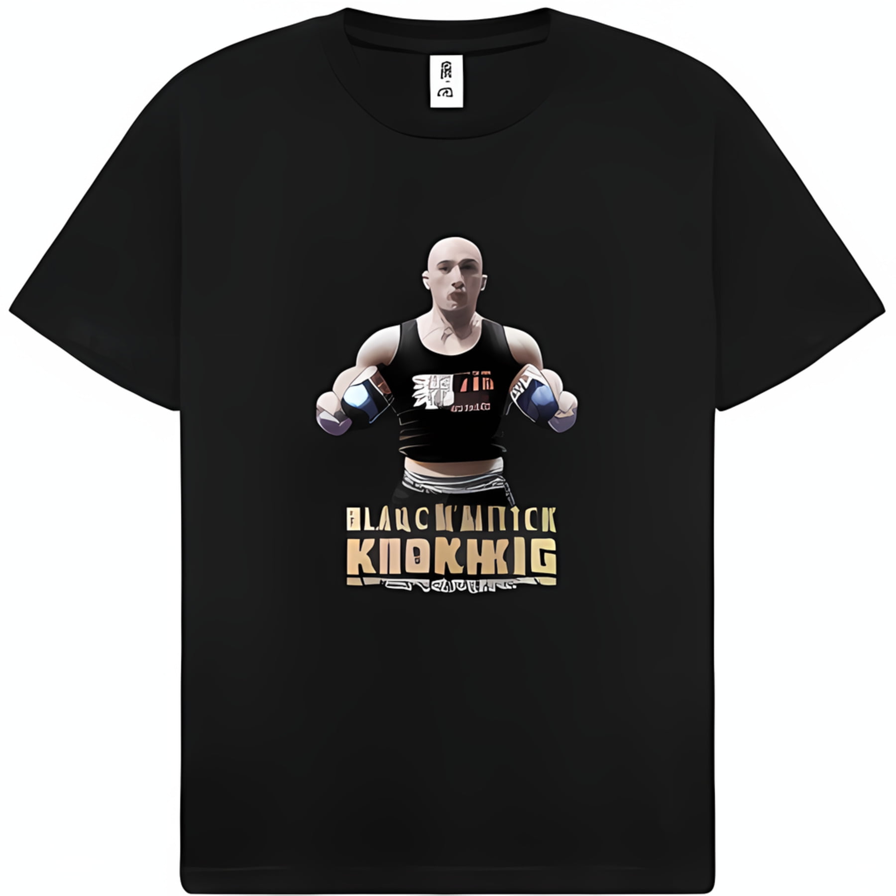 Unique Boxing T-Shirt with 'Ikonick Wraps' Graphic Bald Boxer in Black ...