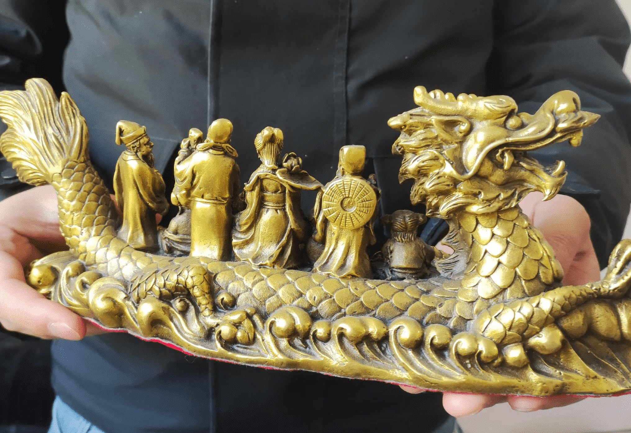 Unique Brass Sculpture Auspicious Beast Wealth Good Fortune Sailboat ...