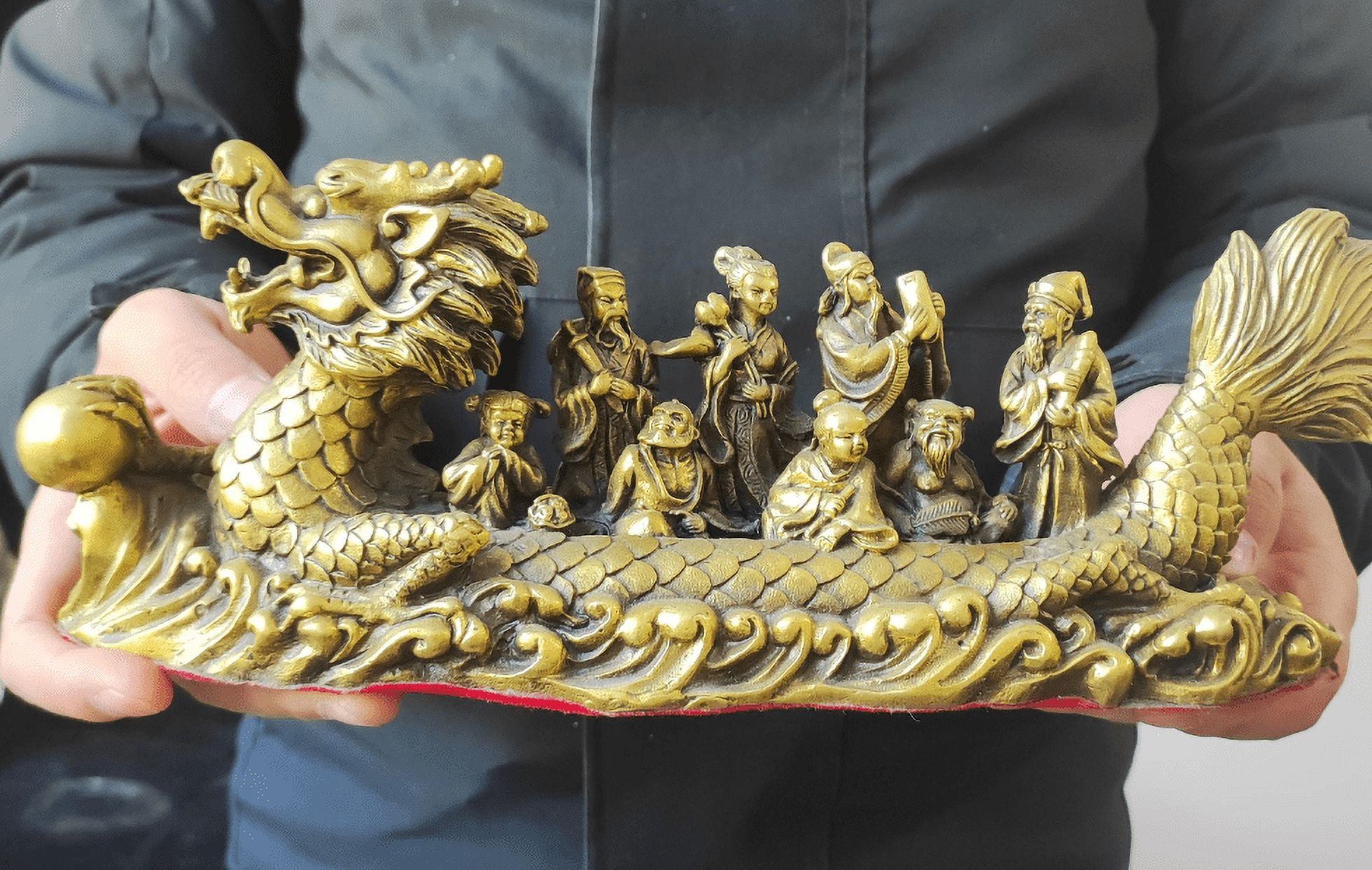 Unique Brass Sculpture Auspicious Beast Wealth Good Fortune Sailboat ...