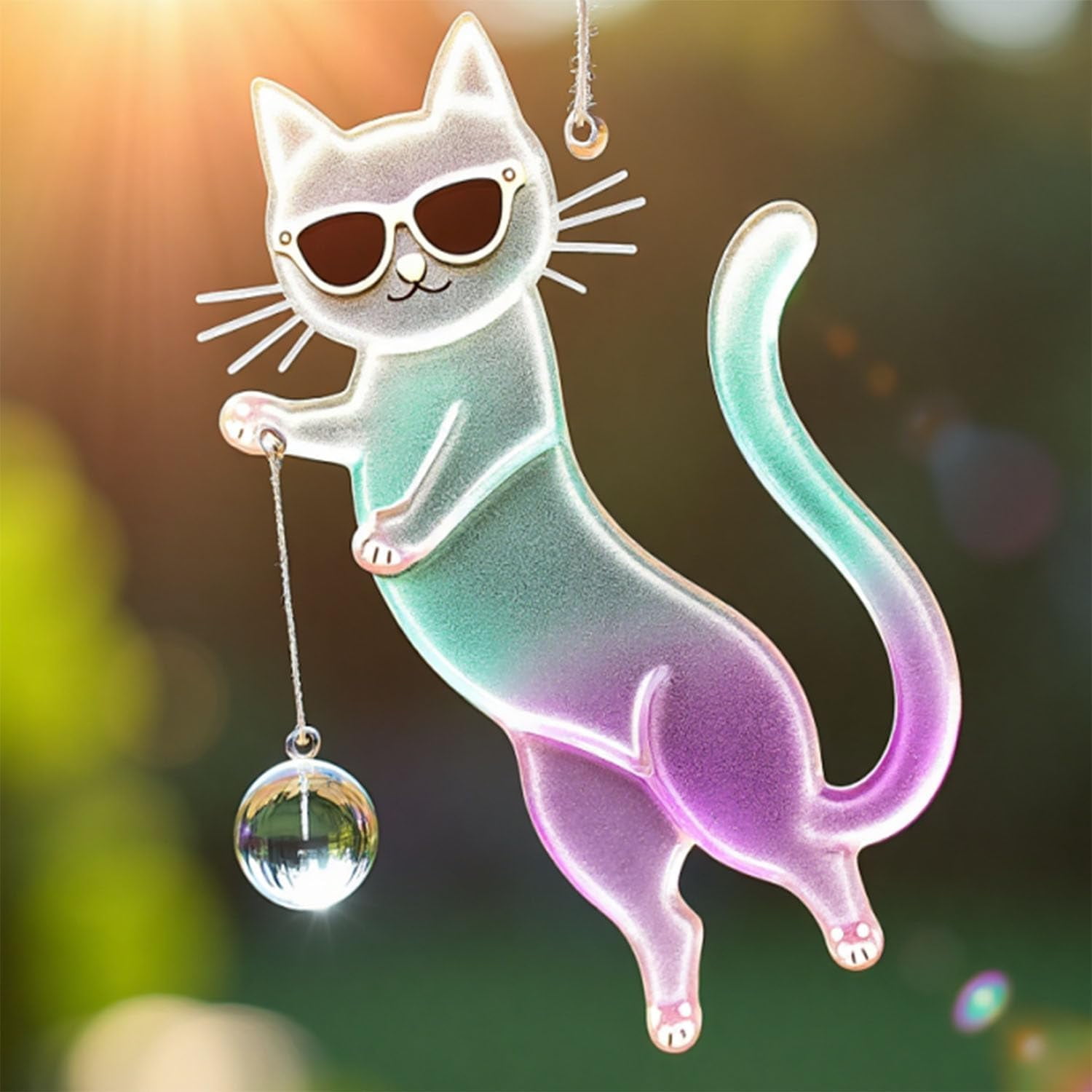 Unique Cat Suncatcher Ornaments - 2025 New Acrylic Cat Rainbow Maker ...