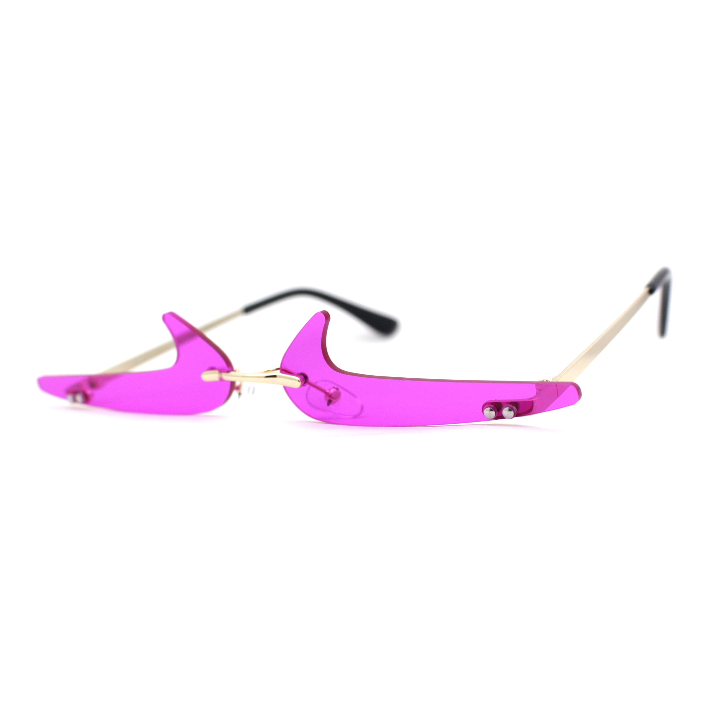 Unique Check Mark Lens Avant Garde Rimless Pimp Sunglasses Fuchsia ...