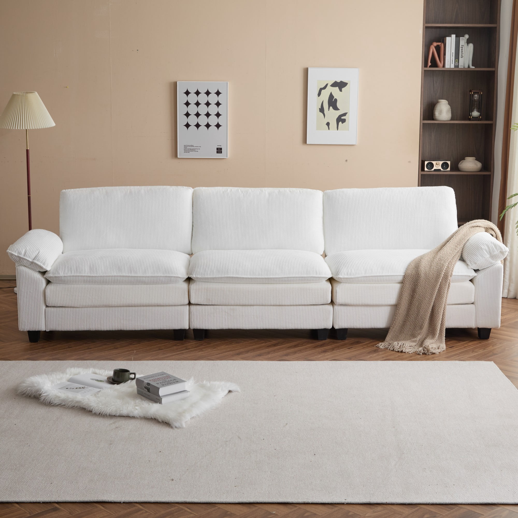 Unique Choice 3 Seat Modular Sectional Sofa Set with Ottoman,122 ...