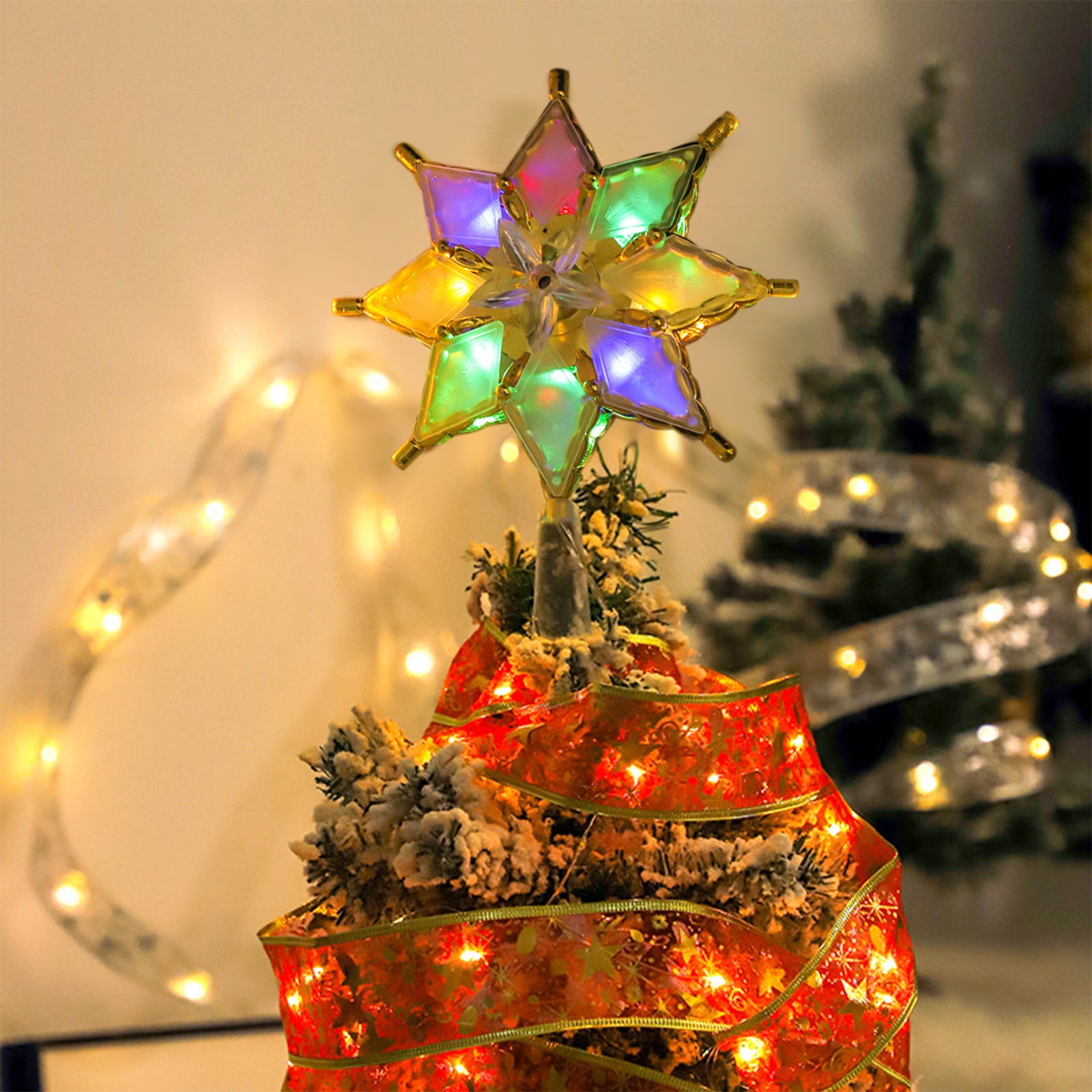 Unique Christmas Tree Topper, CXALSSY Luxury Multicolor LED Christmas ...