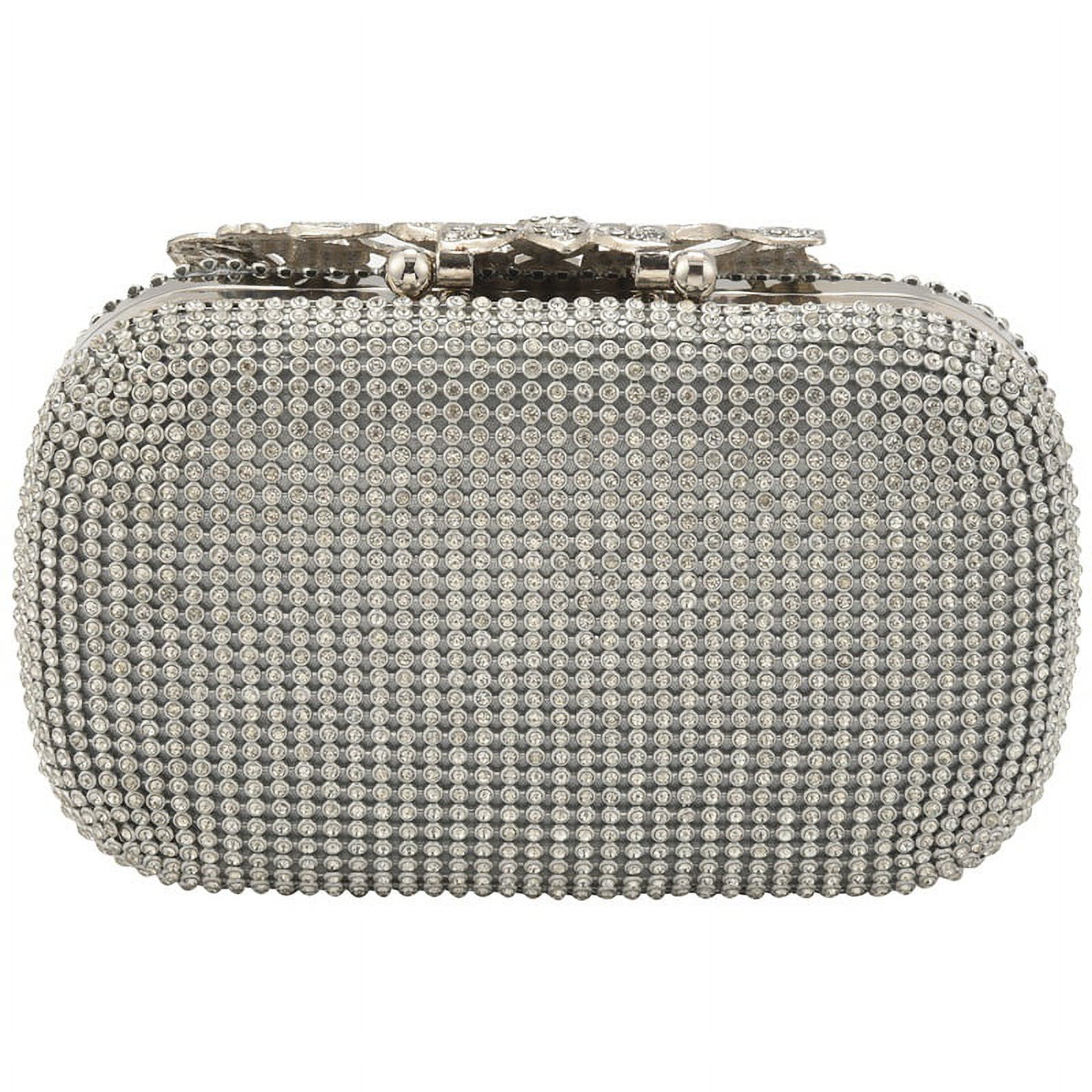 Unique Clasp Silver Crystal Diamond bag Clutch Purse Party Bridal Prom ...