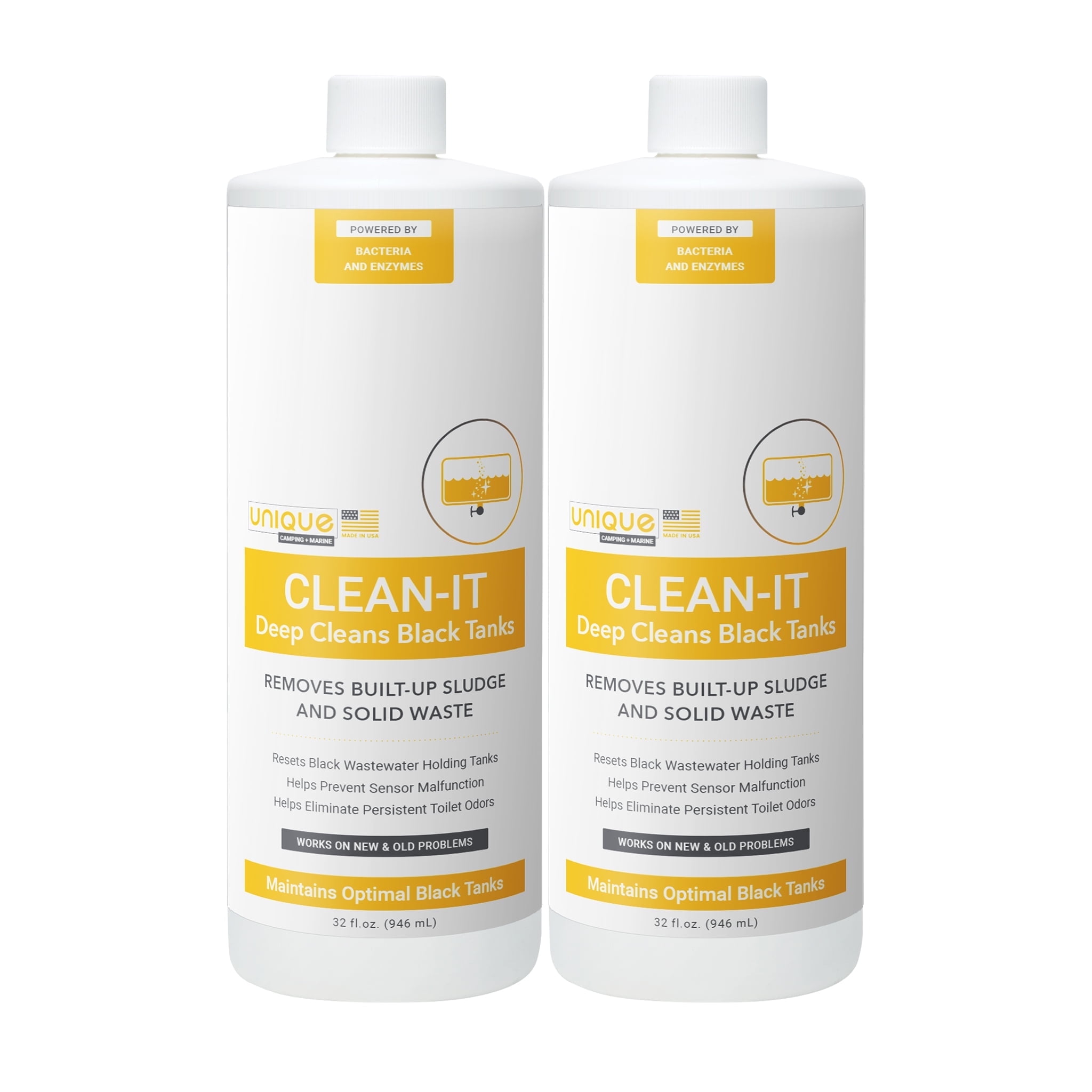 Unique Clean-It RV Black Tank Cleaner Enzyme Liquid (2 Quarts) - Camper ...