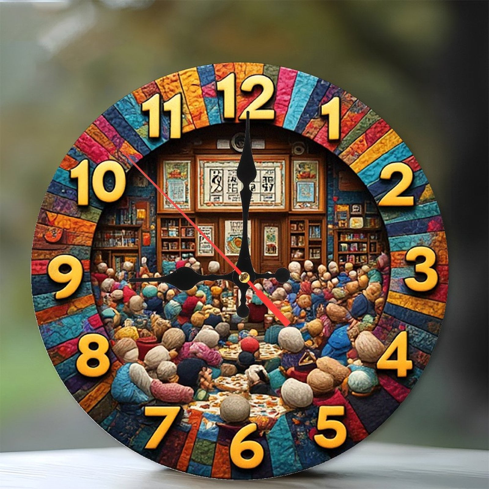 Unique Colorful Bookstore Clock Wall Art Decor 10-Inch Silent Wooden ...