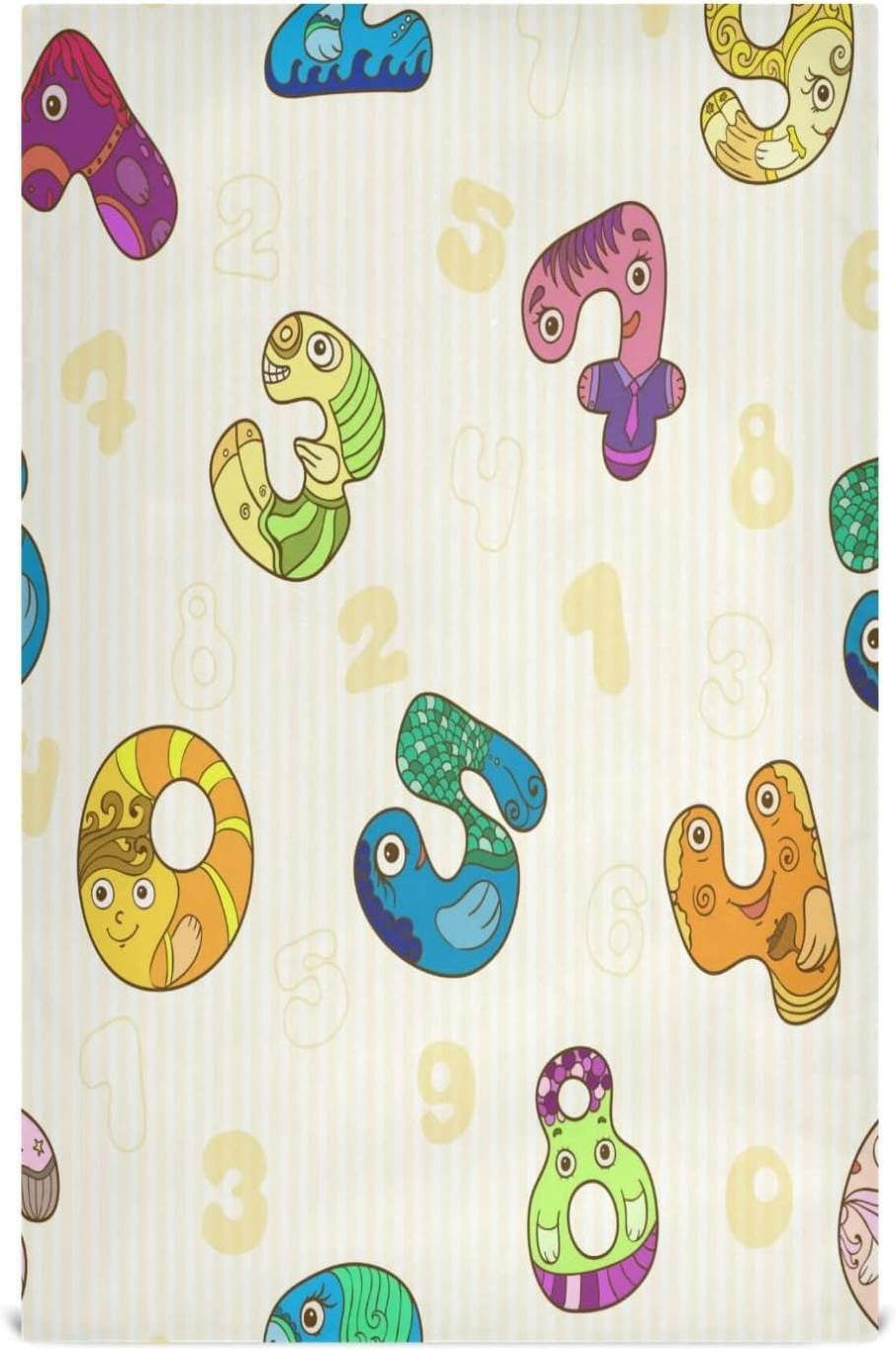 Unique Colorful Figures Numbers Kitchen Dish Towels Set of 1, Cartoon ...
