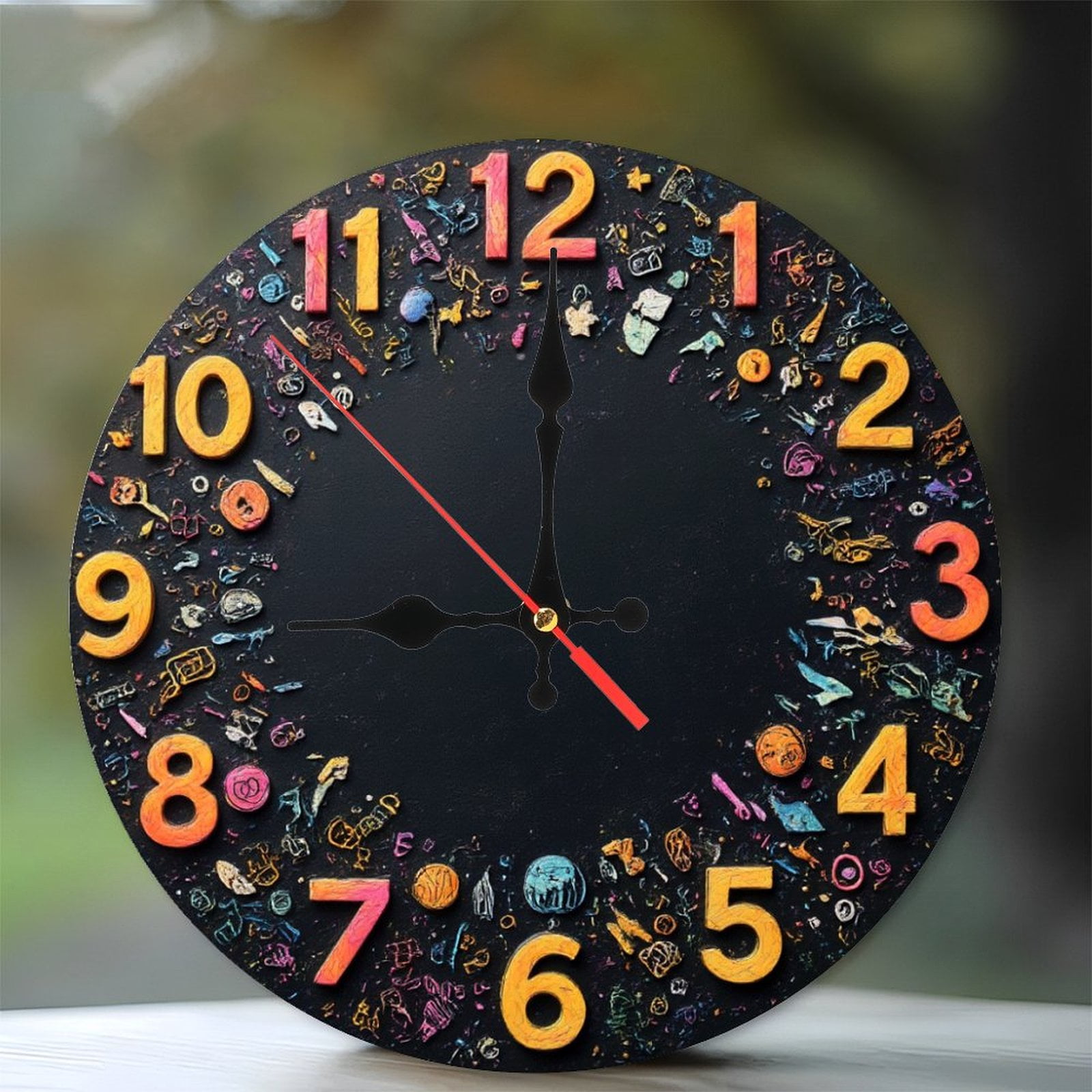 Unique Colorful Handmade Clock Wall Decor Home Art 10-Inch Silent ...
