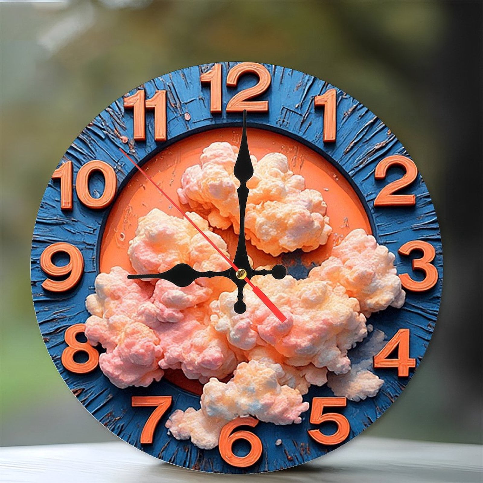 Unique Cotton Candy Cloud Wall Clock 10-Inch Silent Wooden Wall Clock ...