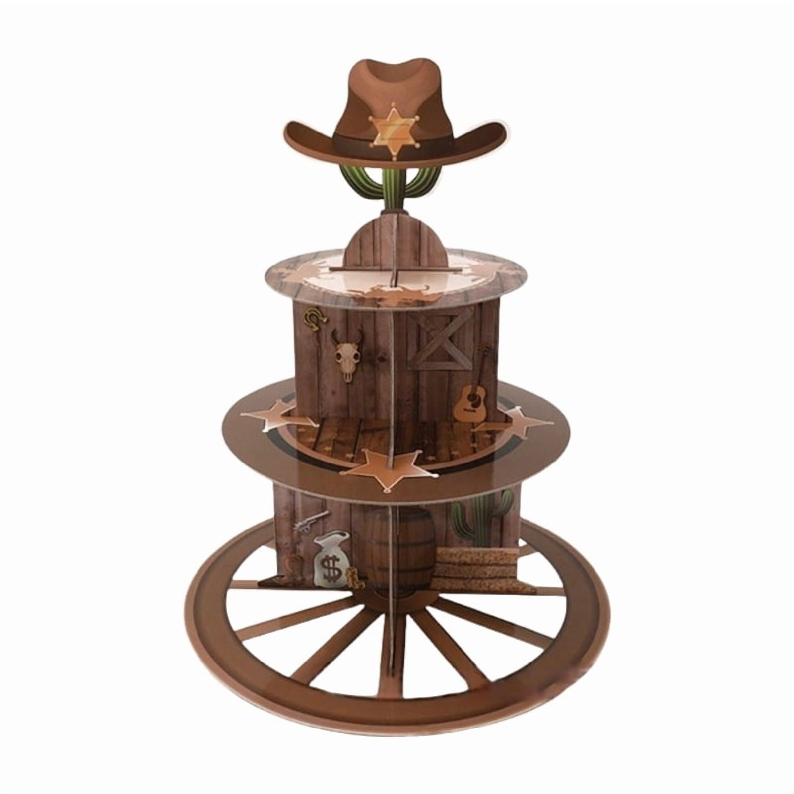 Unique Cowboy Wheel Shape Paper Cakes Stand For Kids Birthday And Theme ...