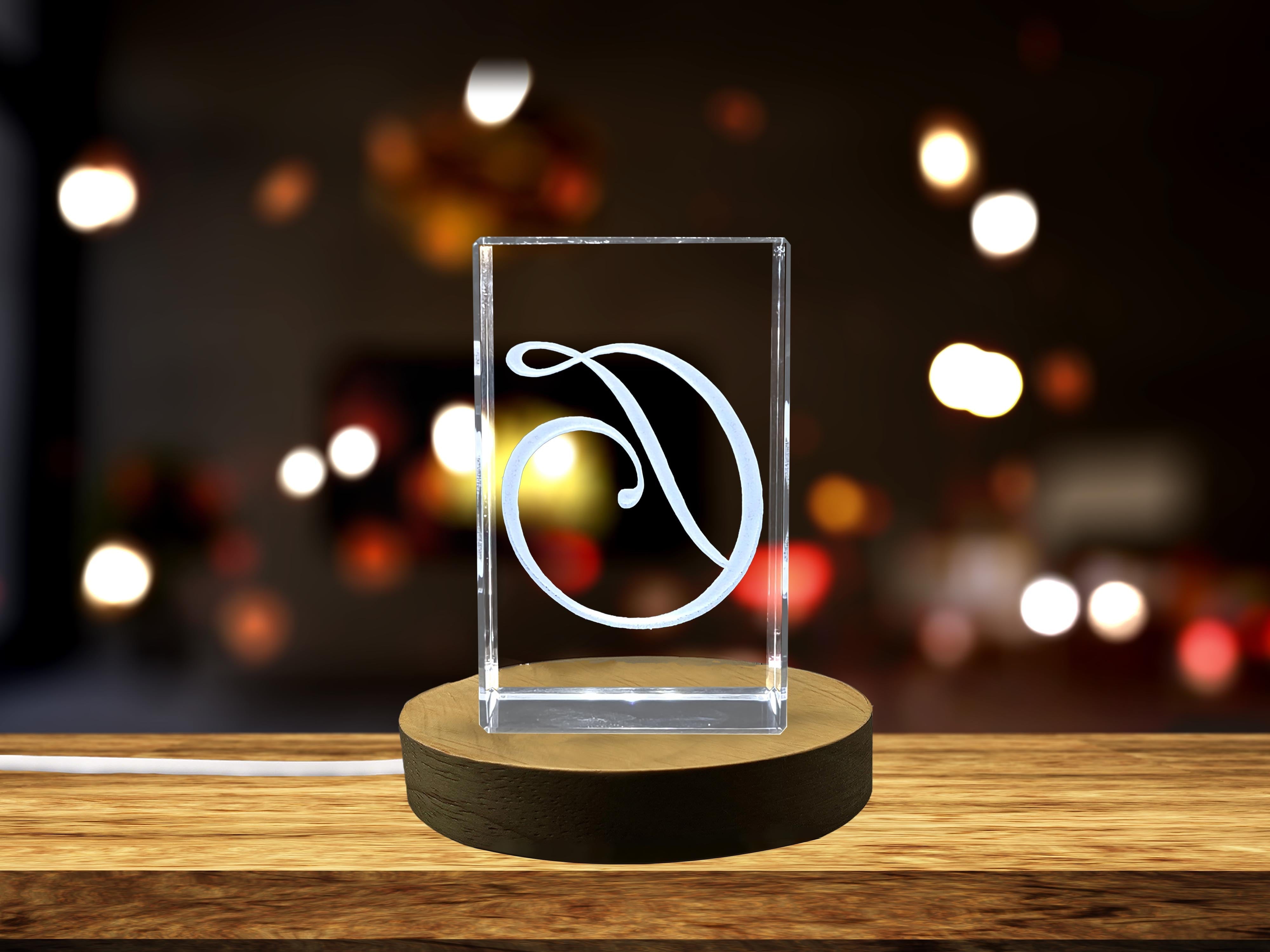 Unique Crystal Keepsake with 3D Letter D | Alphabet D Engraved Crystal ...