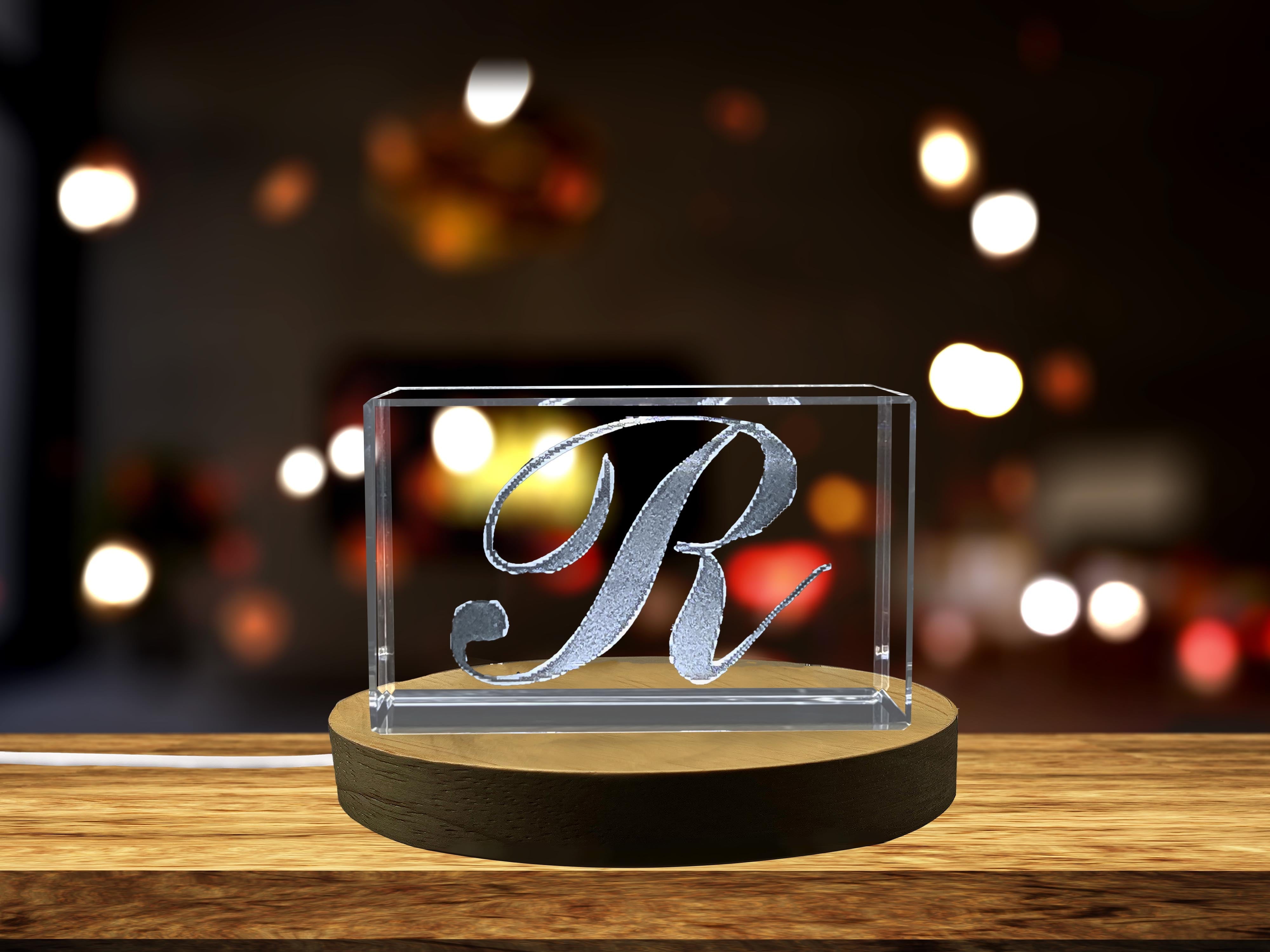 Unique Crystal Keepsake with 3D Letter R | Alphabet R Engraved Crystal ...