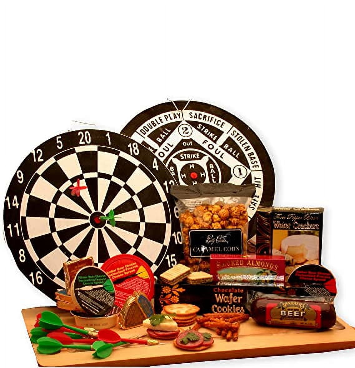 Unique Dart Players Gift Set -Gourmet Snacks and Dart Board Gift Set ...