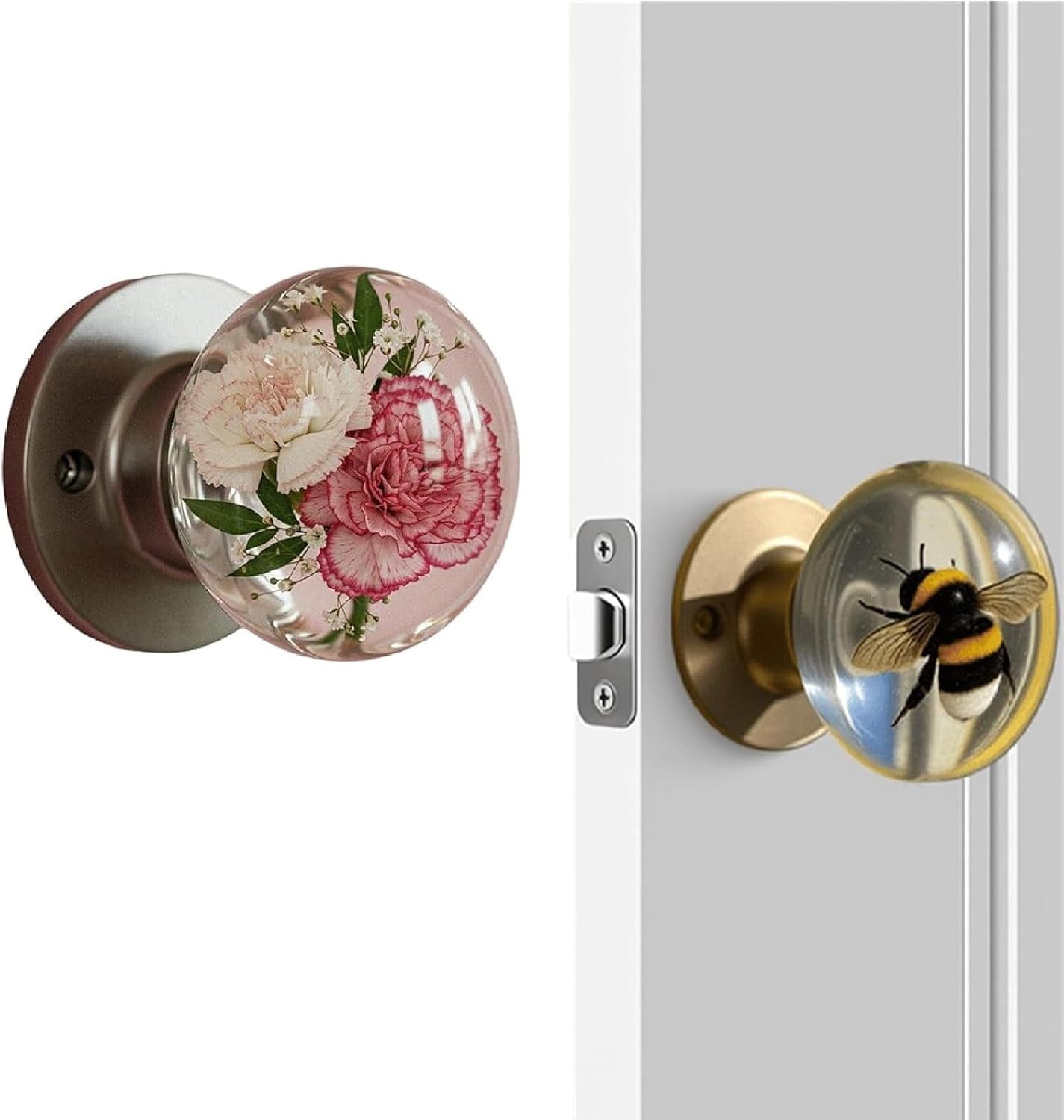 Unique Decorative Door Handle, Retro Round Resin Epoxy Flower Door Knob, Flower Door Knobs ...