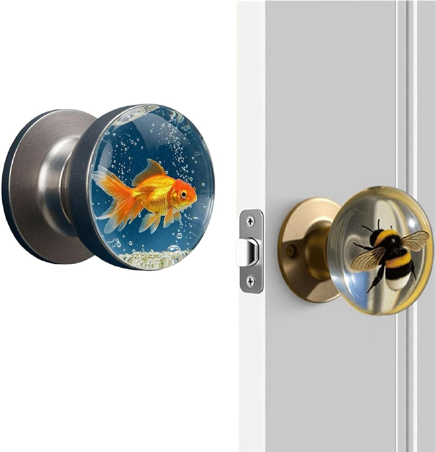 Unique Decorative Door Handle, Retro Round Resin Epoxy Flower Door Knob ...