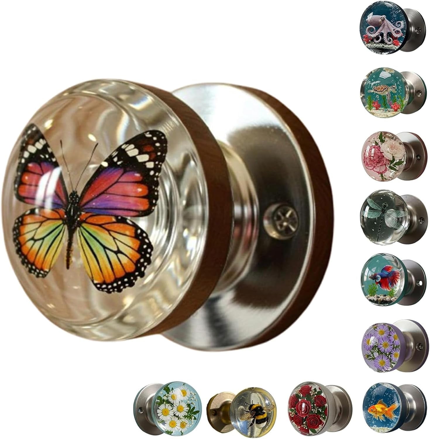 Unique Decorative Door Handle, Retro Round Resin Epoxy Flower Door Knob ...