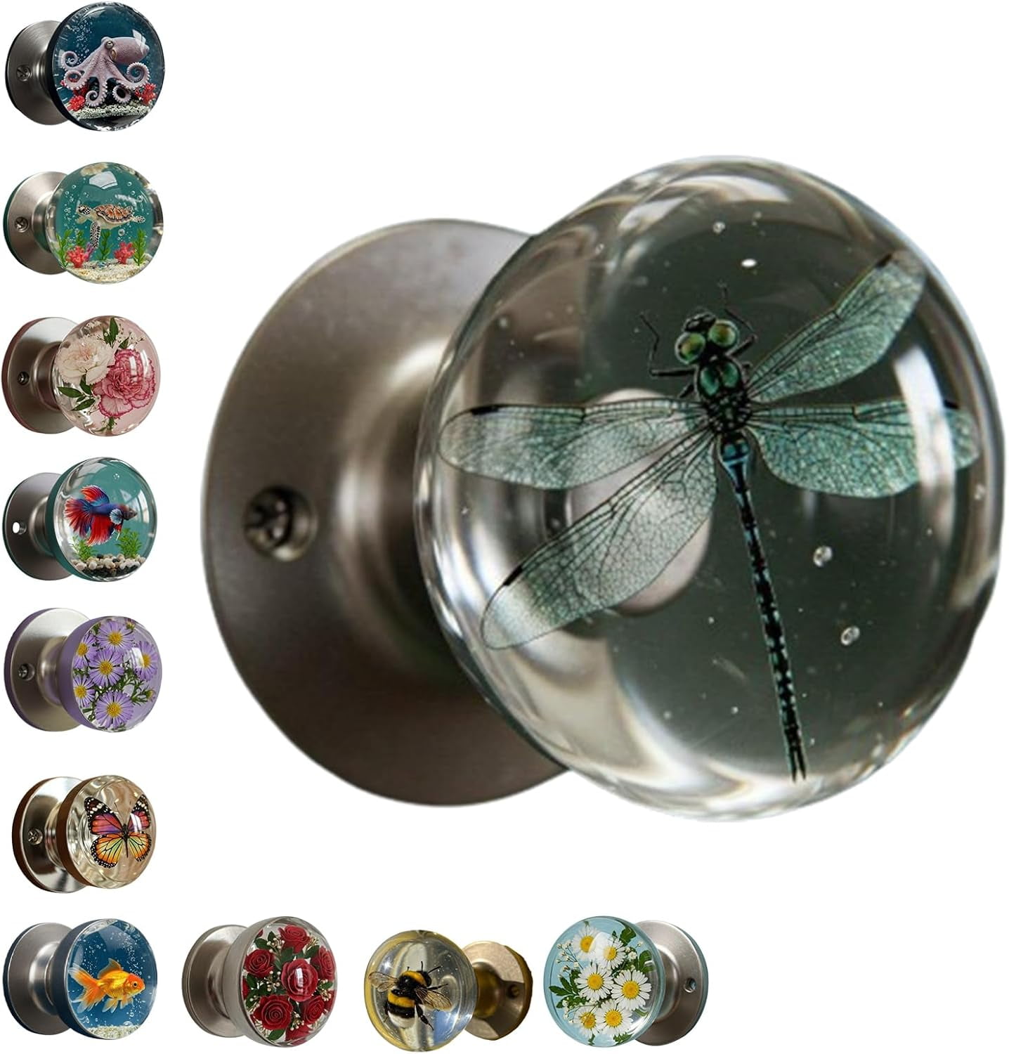 Unique Decorative Door Handle, Retro Round Resin Epoxy Flower Door Knob ...