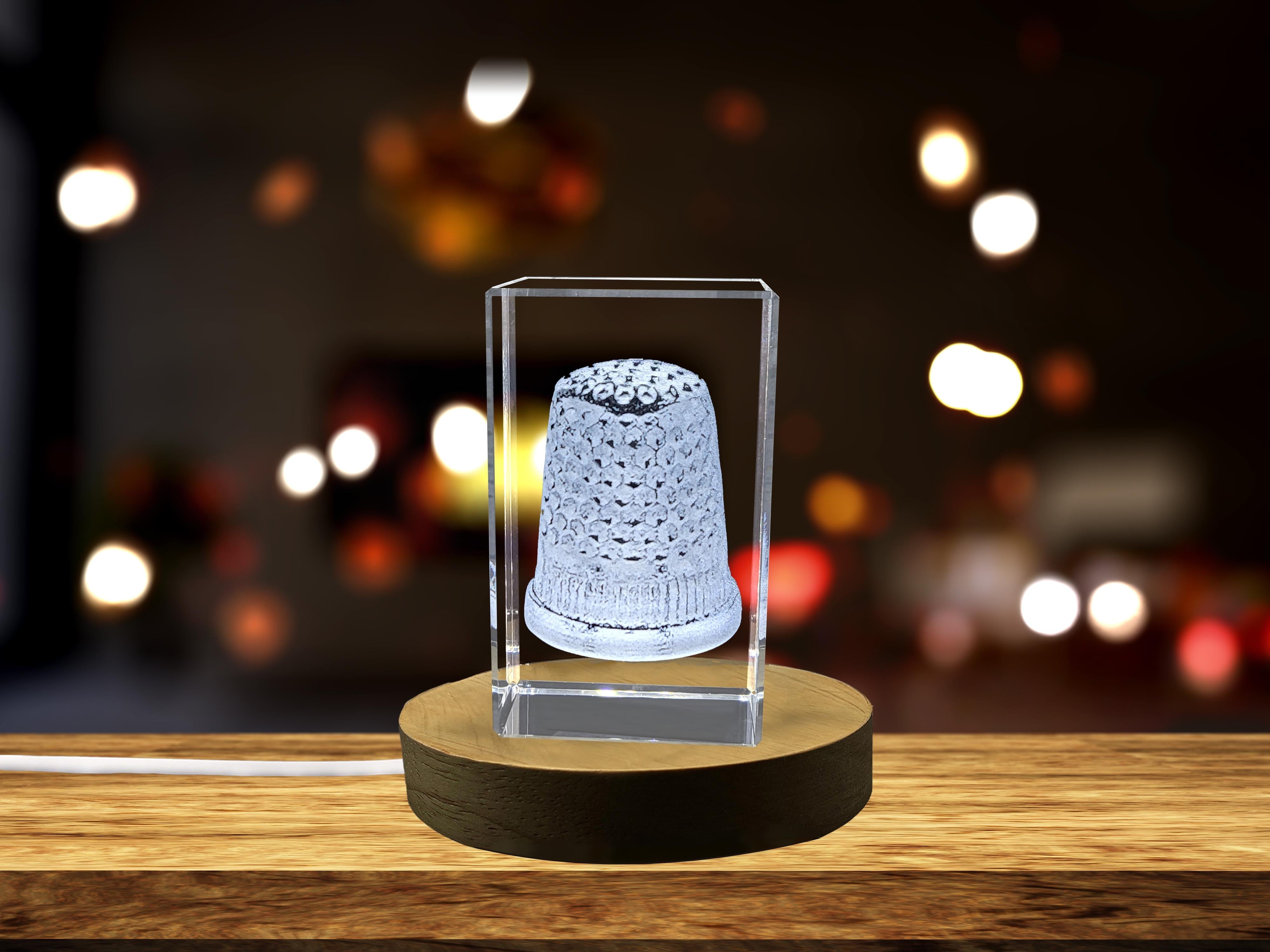 Unique Decorative Keepsake - Thimble Shape Crystal Gift with 3D ...