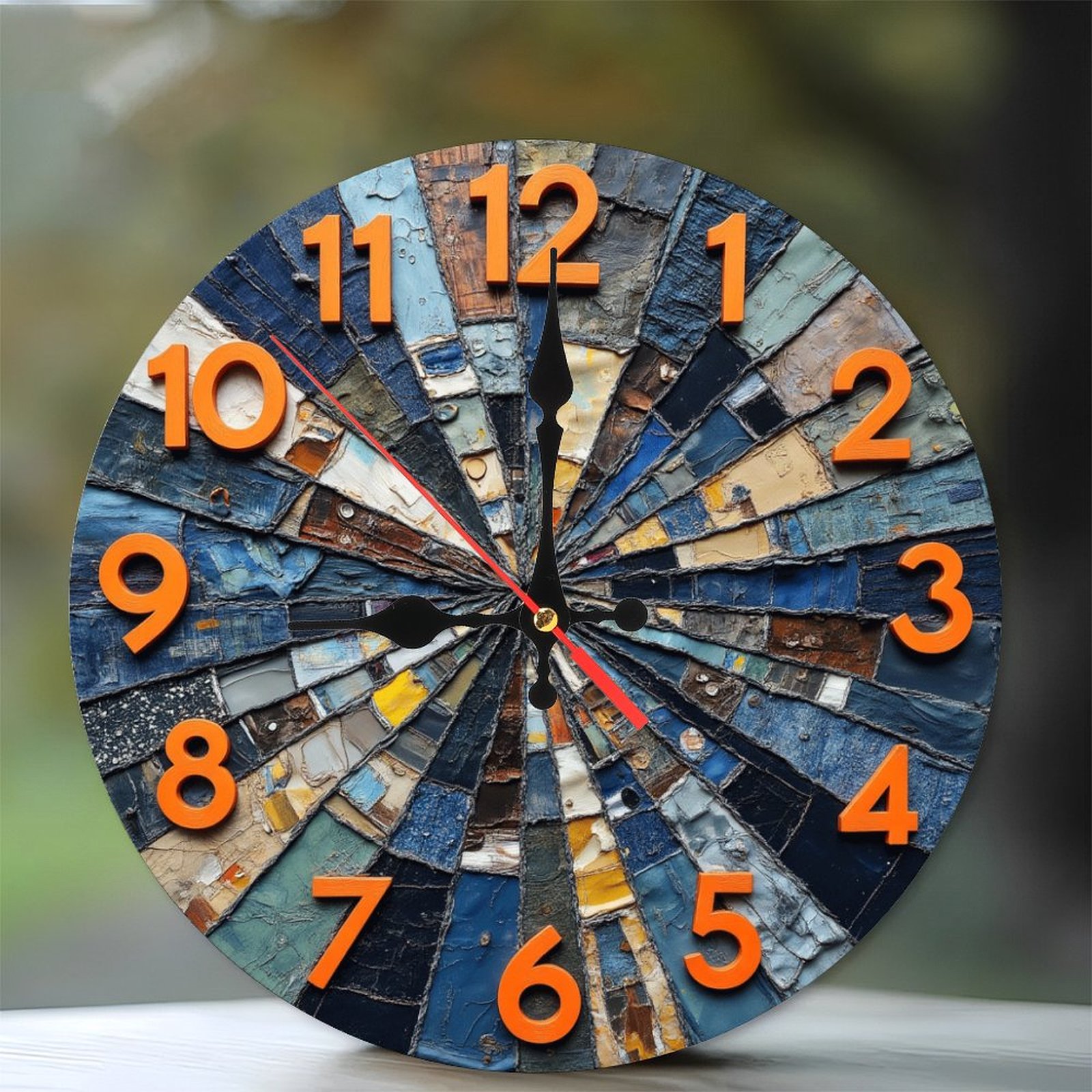 Unique Denim Jeans Clock Wall Art Home Decor 10-Inch Silent Wooden Wall ...