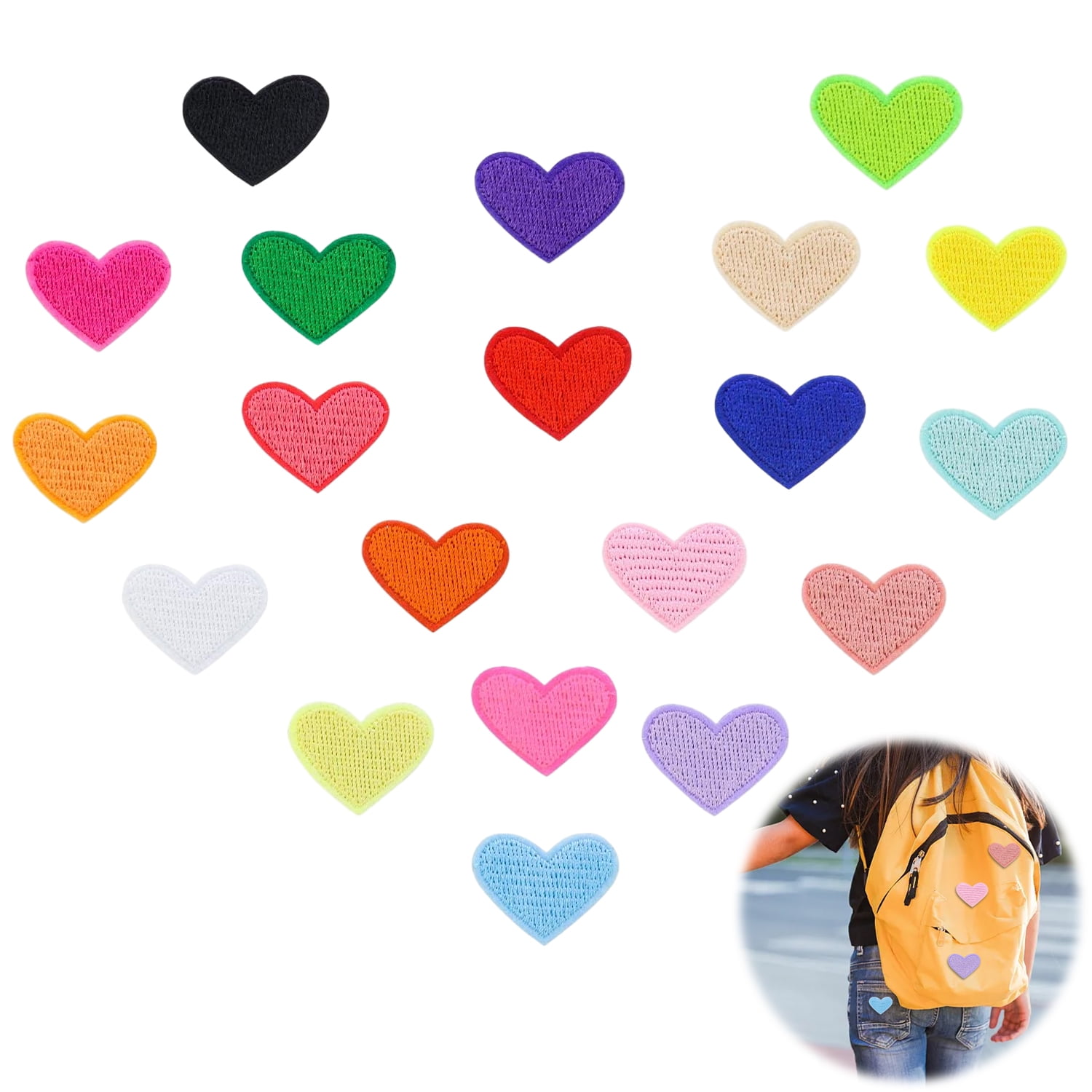 Unique Design, Assorted Colors Heart Shaped, Heart Iron On Patches for Clothing Repair, Easy To ...