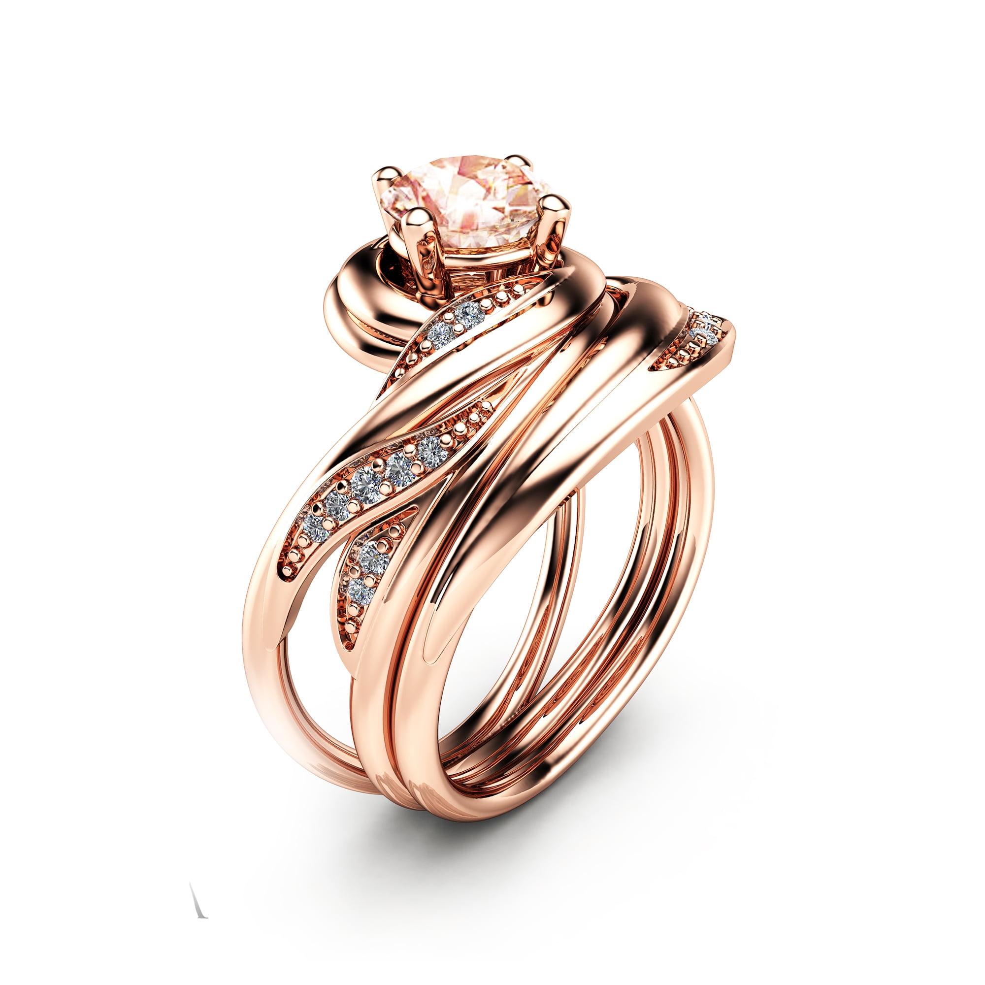 Unique Design Morganite Wedding Ring Set - Walmart.com