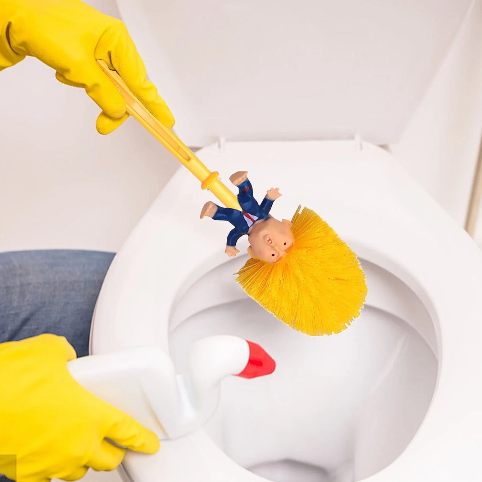 Unique Design Toilet Brush And Holder President Doll With Drip-Proof ...