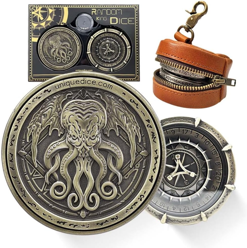 7-in-2 Dual-Spin Wheels Dice Set, Unique Dice Pocket D20 Fidget Dice ...