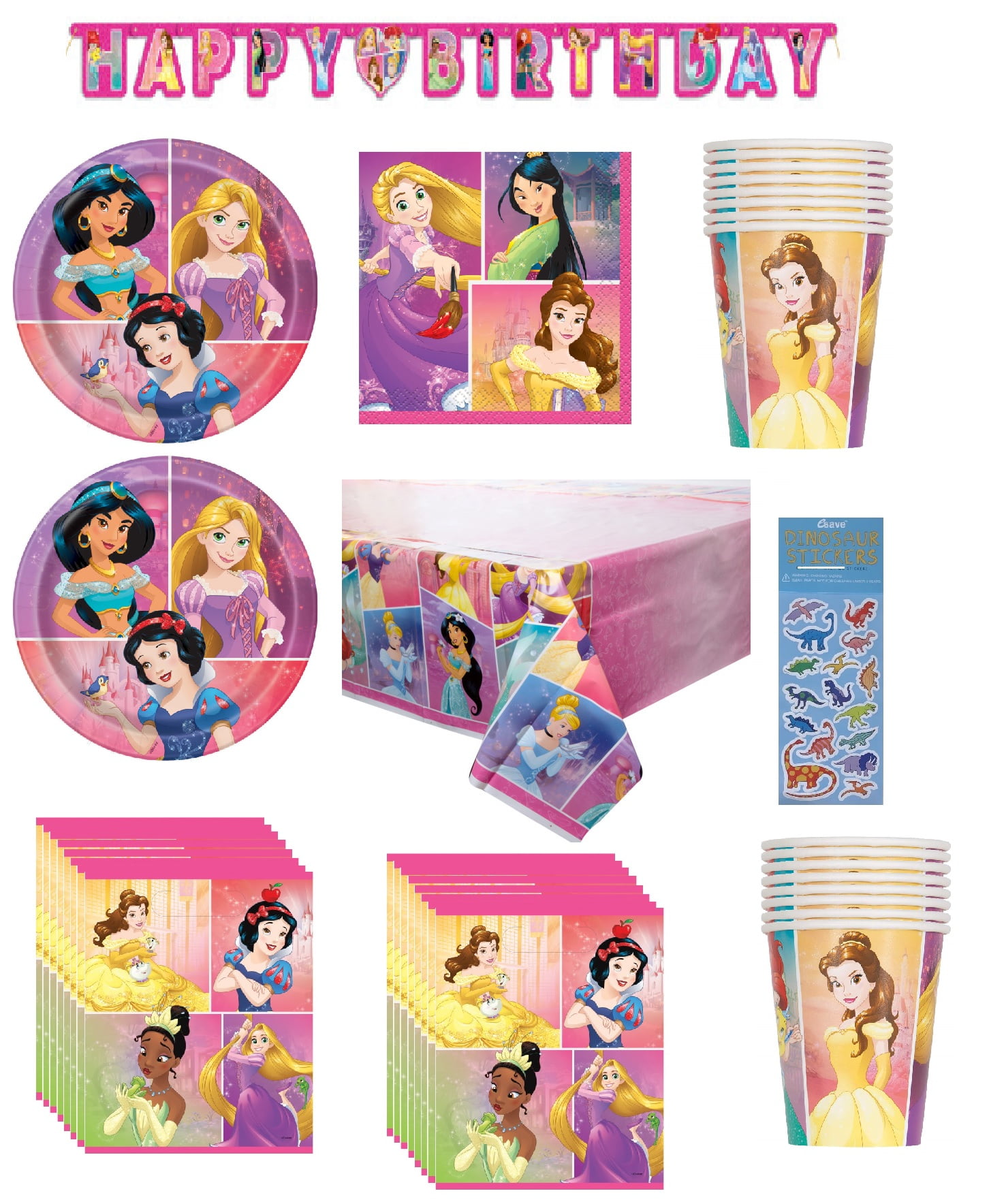 Unique Disney Princess Birthday Party Supplies Bundle with Loot Bags ...