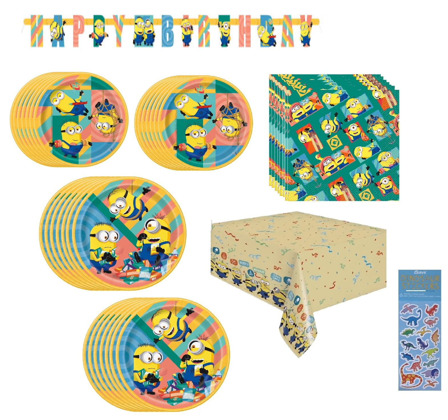 Despicable Me Party Pack: 16 Plates, Napkins, Table Cover, 25'' Mylar ...