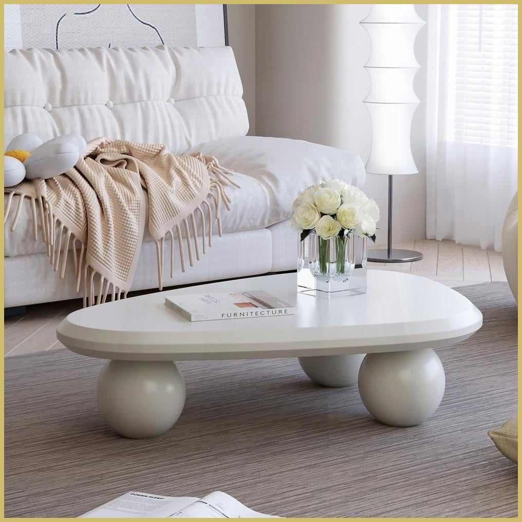 Unique Drop-Shaped Wooden Coffee Table - Space-Saving for Small Living ...