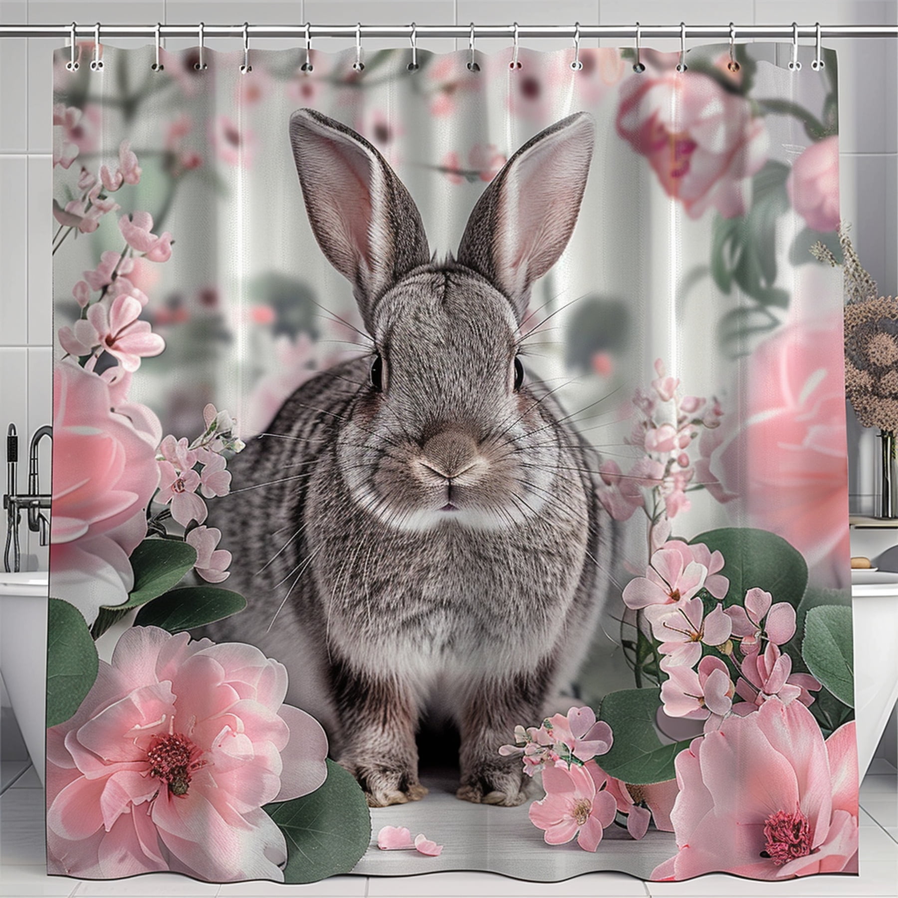 Unique Easter Bunny Shower Curtain Hyperrealistic Design Delicate ...