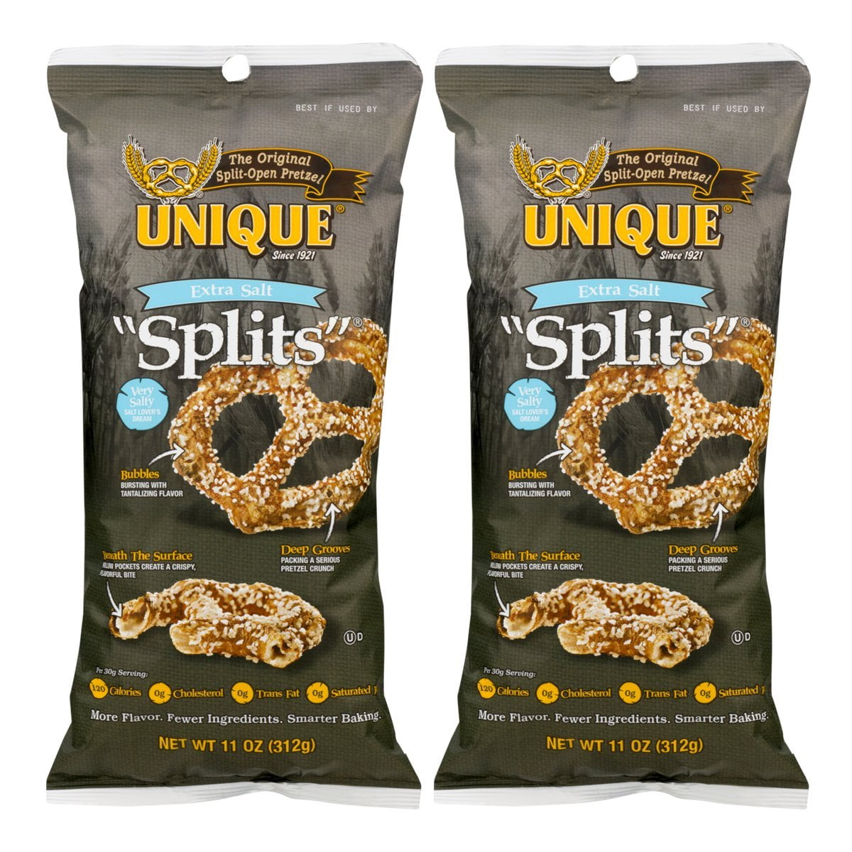 Unique Extra Salt Pretzel Splits, 11 Oz (Pack of 2) - Walmart.com