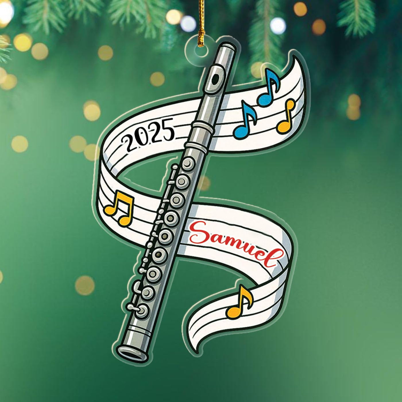Unique Flute Shaped Christmas Ornament 2025, Custom Year Name Flute ...