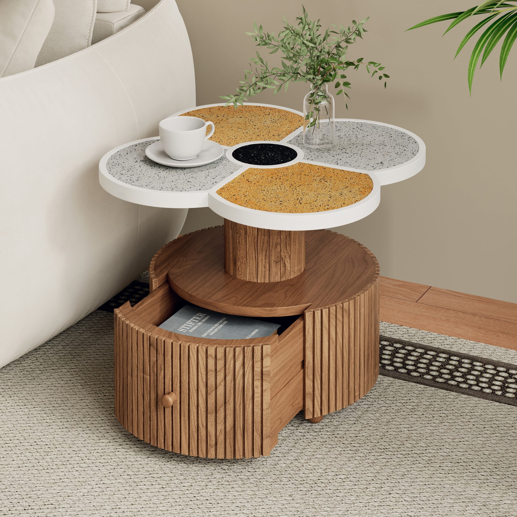 Unique Four-Leaf Clover Side Table for Living Room, Bedroom & Small ...