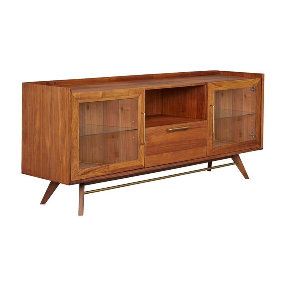 Unique Furniture 71" TV Media Cabinet in Brown Walnut - Walmart.com